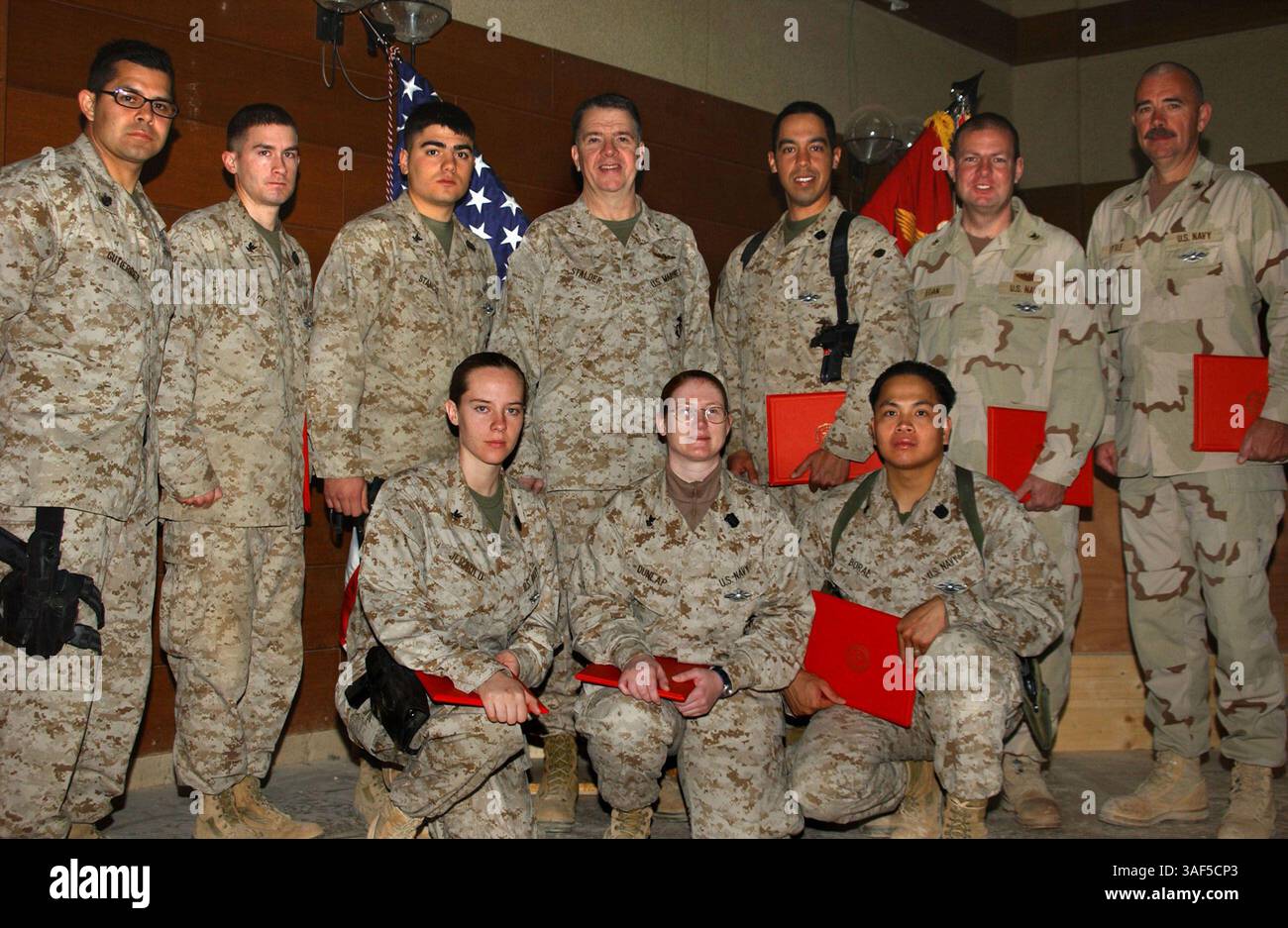 Feb 03, 2005; Al Asad, Iraq; Nine Sailors with the 3rd Marine Aircraft ...