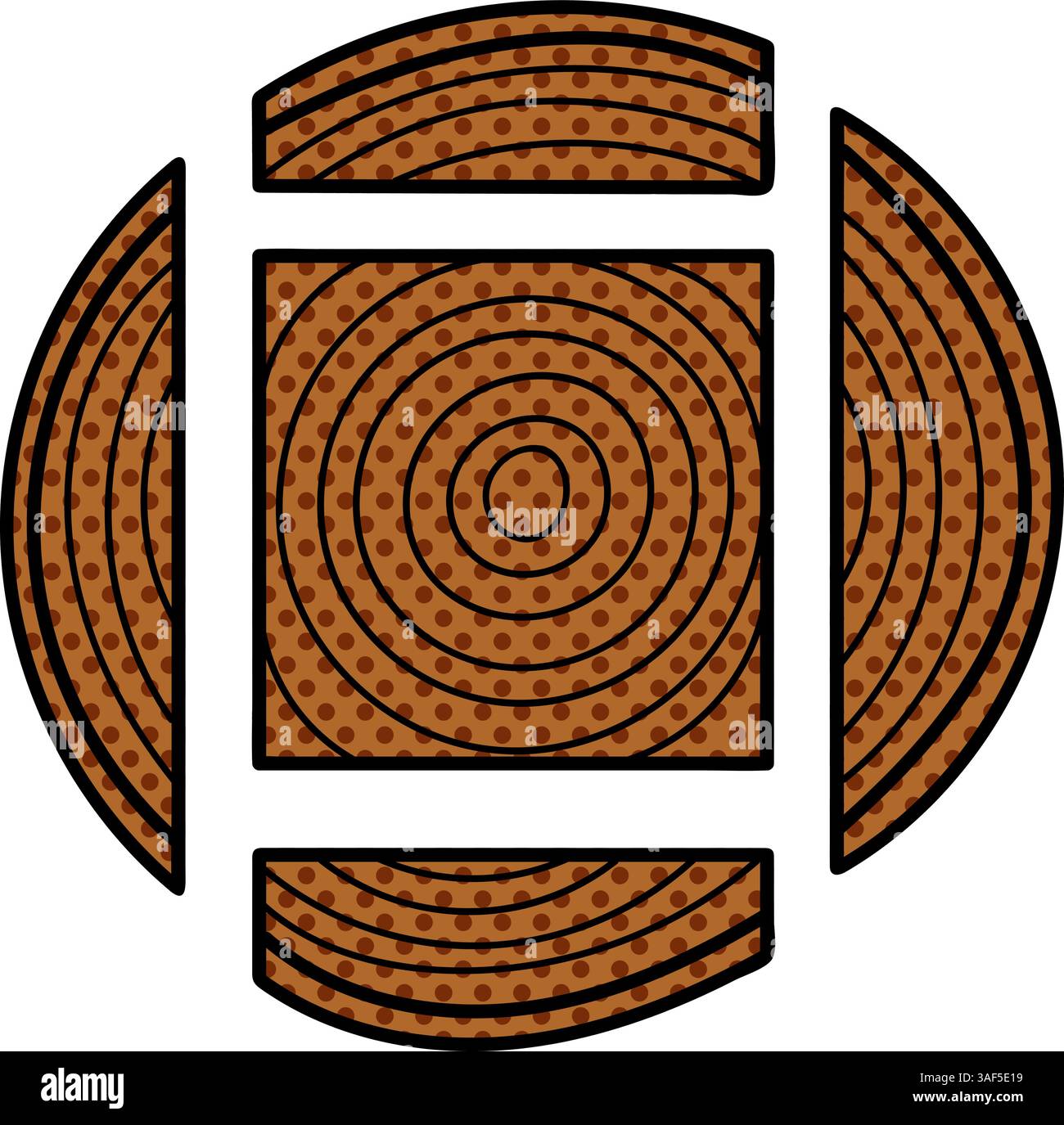 wood milling cut log halftone hand drawn color vector illustration ...