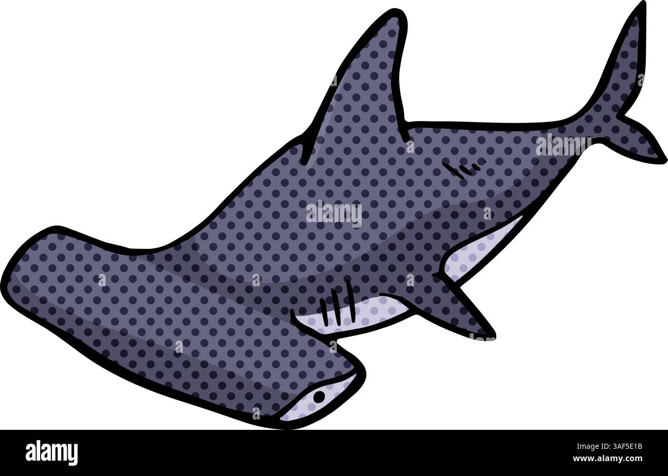 hammer head shark icon hand drawn halftone color vector illustration ...
