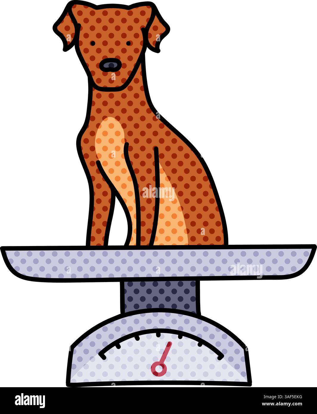 vet animal weight scale halftone hand drawn color vector illustration ...