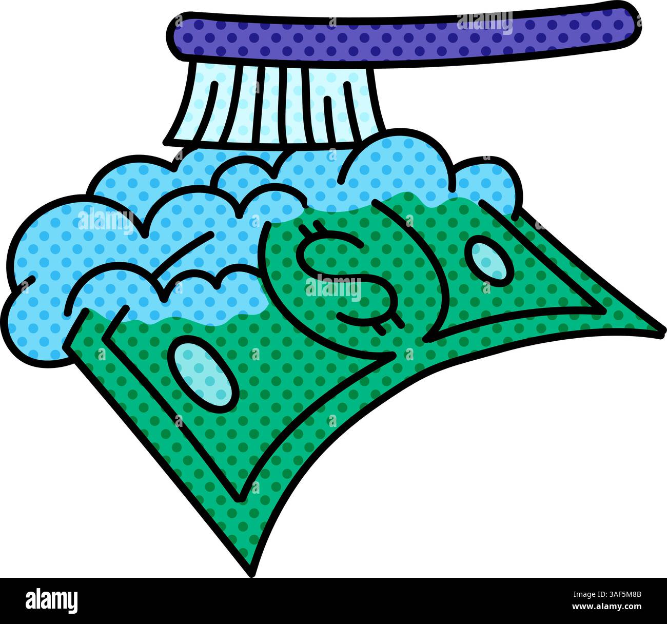 money washing halftone hand drawn color vector illustration Stock ...