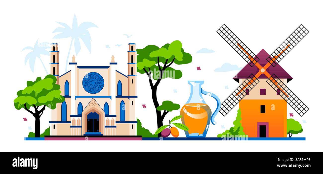 Travel to Spain - colorful flat design style illustration Stock Vector ...
