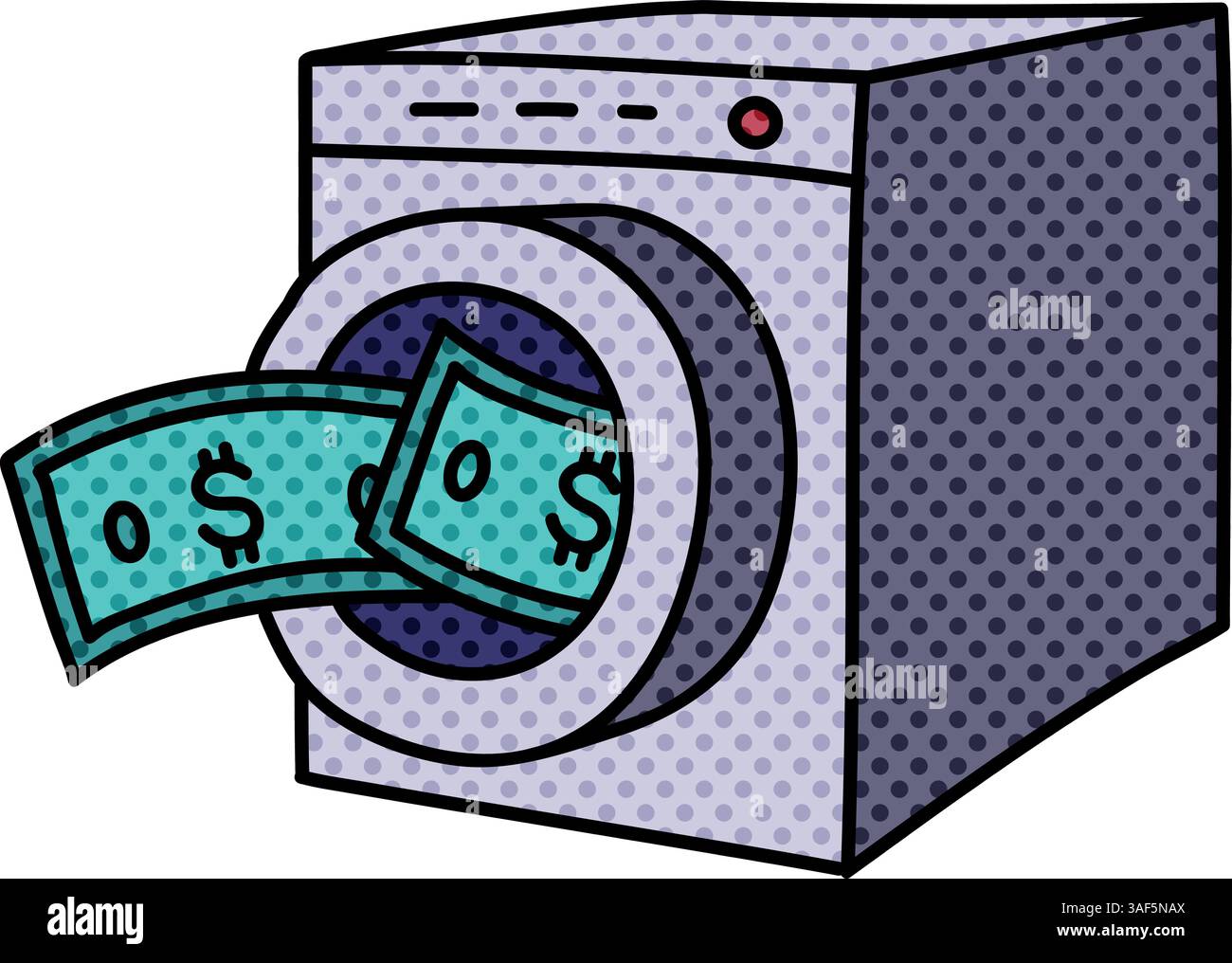 money laundry halftone hand drawn color vector illustration Stock ...