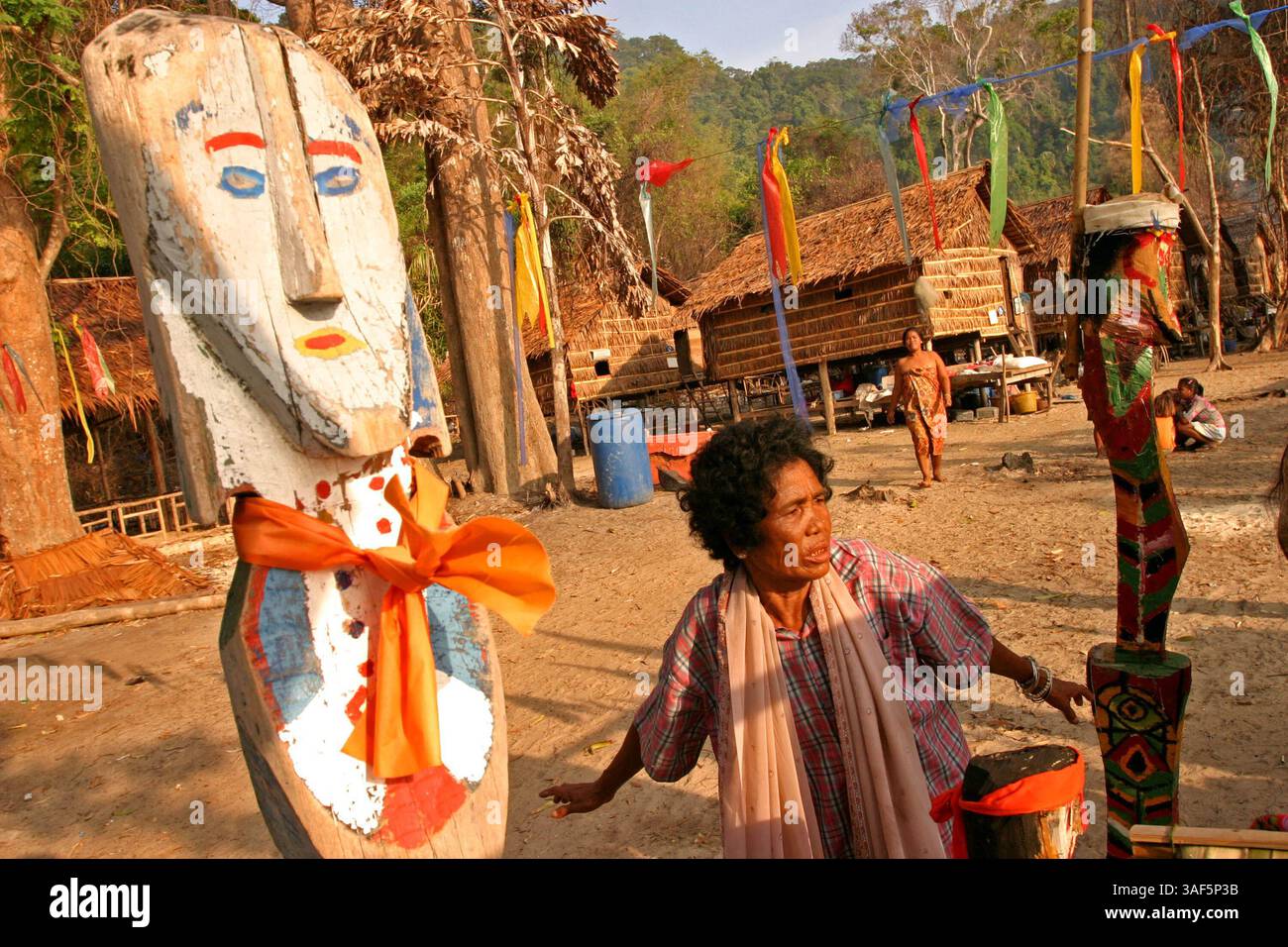 Apr 28, 2005; Surin Islands, THAILAND; Moken Sea Gypsy village shaman ...
