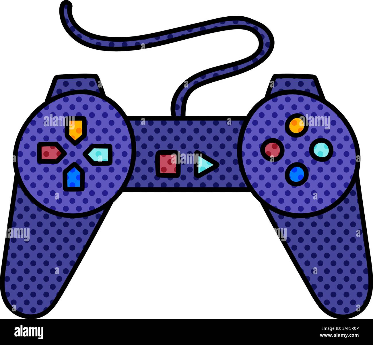 game controller halftone hand drawn color vector illustration Stock ...