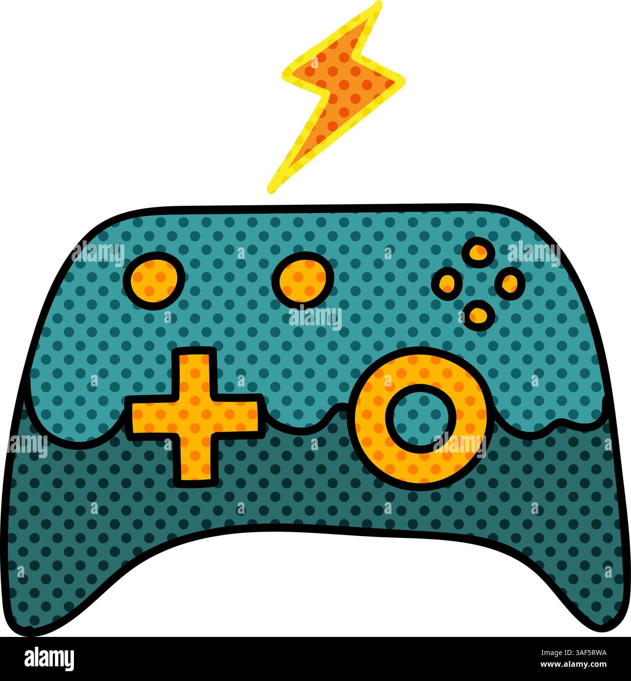 game controller halftone hand drawn color vector illustration Stock ...