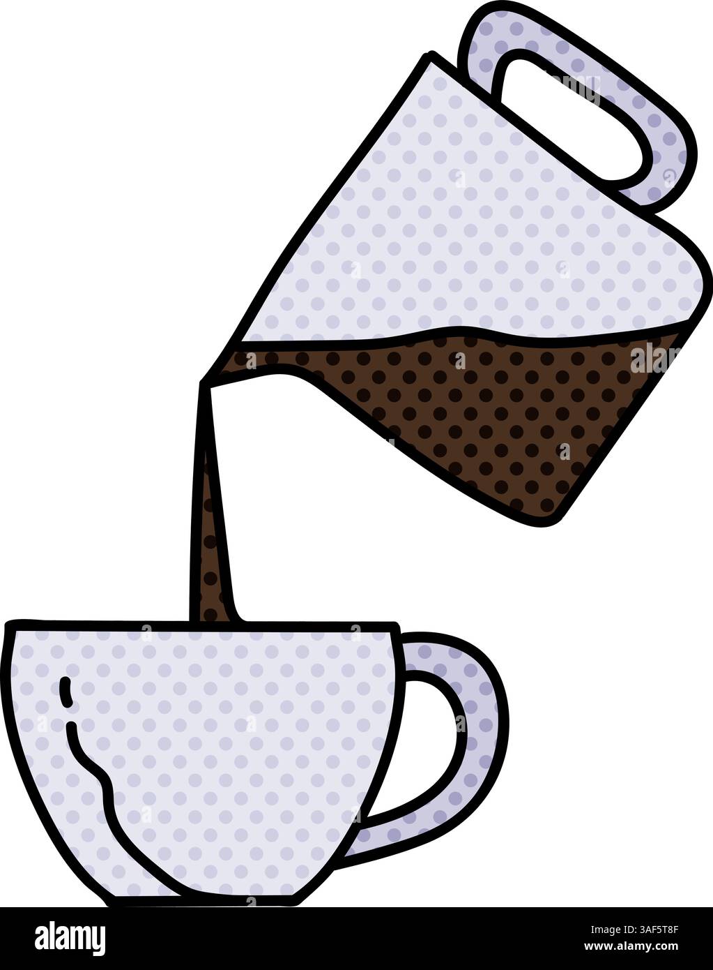 water pouring from jug to cup halftone hand drawn color vector ...