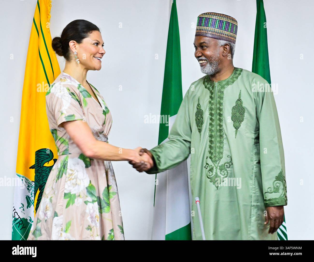 Abuja, Nigeria. 07th Apr, 2025. Crown Princess Victoria of Sweden meets ...