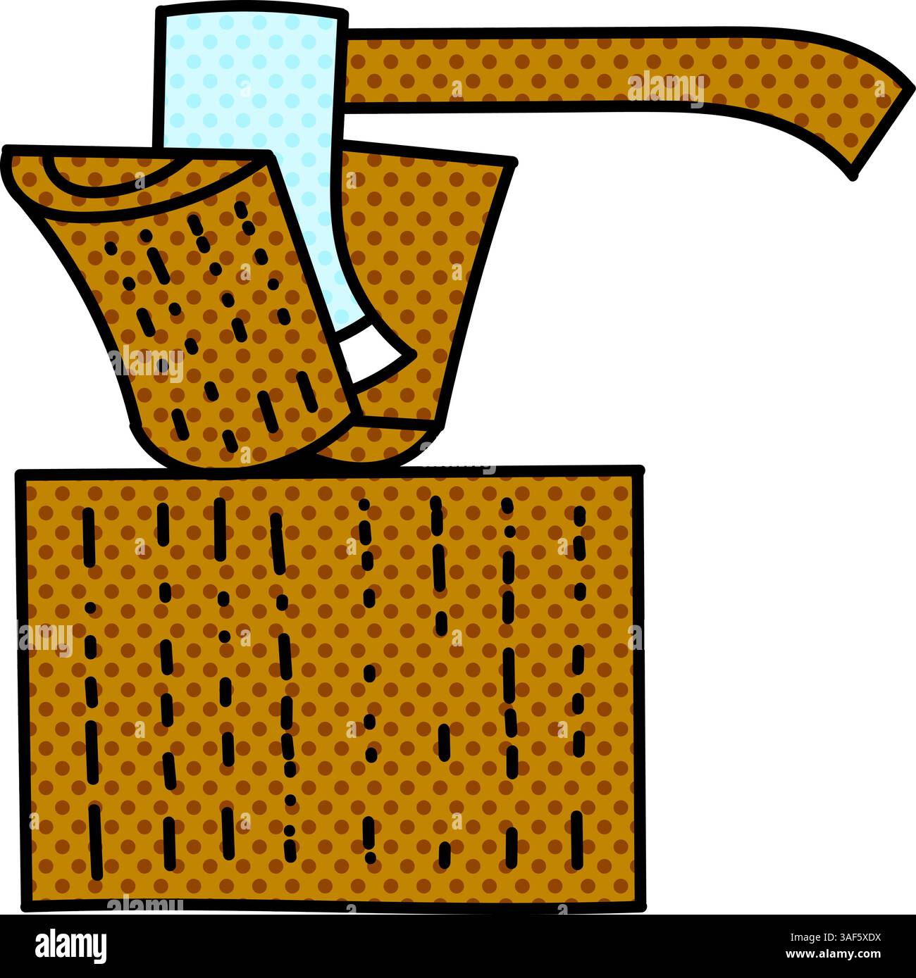 wood splitting axe halftone hand drawn color vector illustration Stock ...
