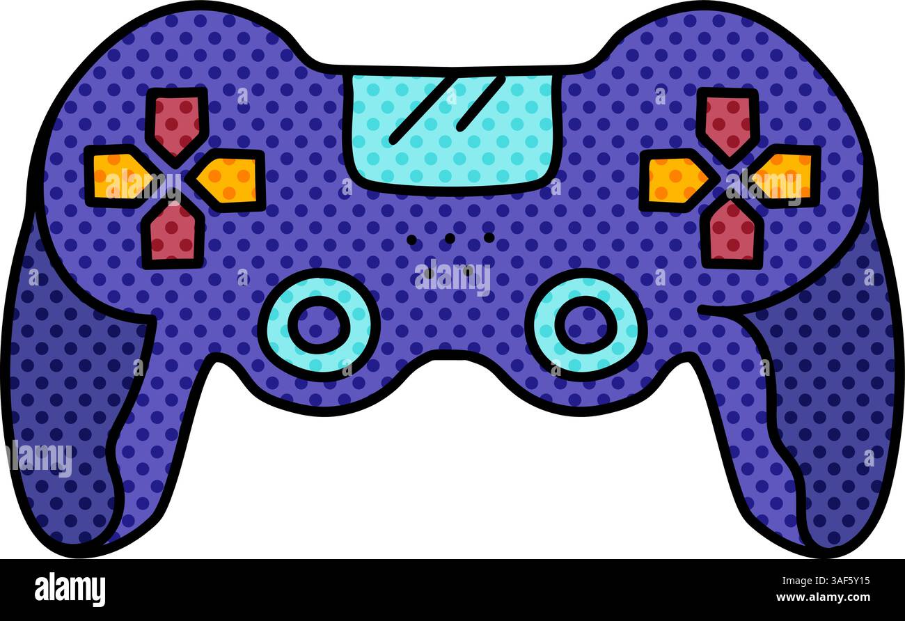 game controller halftone hand drawn color vector illustration Stock ...