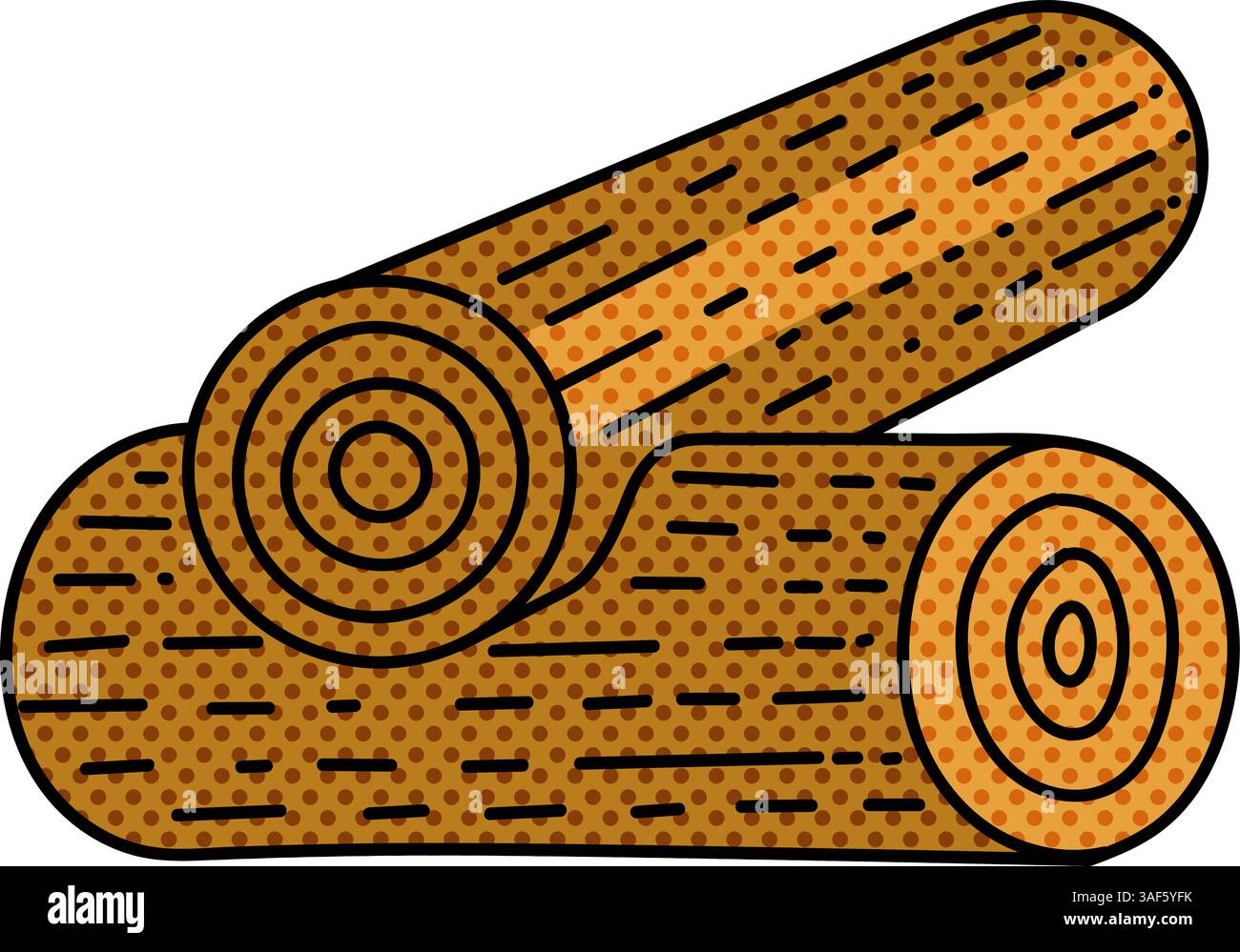 cabin wood log corner stack halftone hand drawn color vector ...