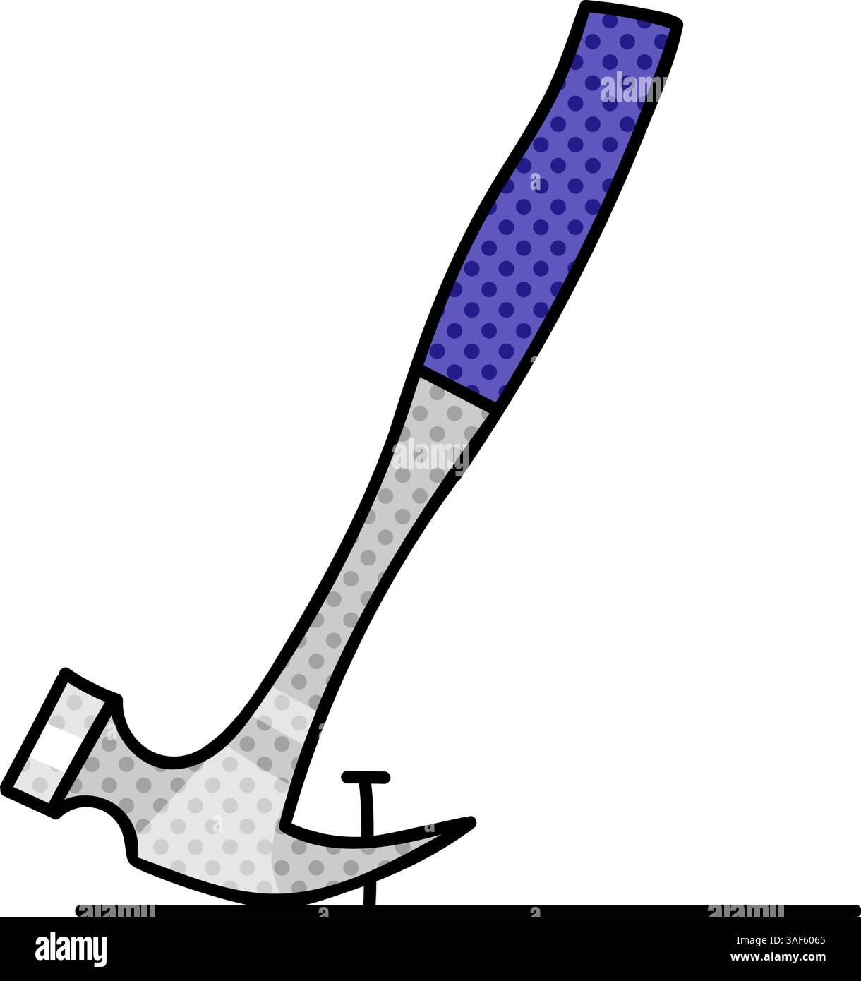 hammer pulling nail halftone hand drawn color vector illustration Stock ...