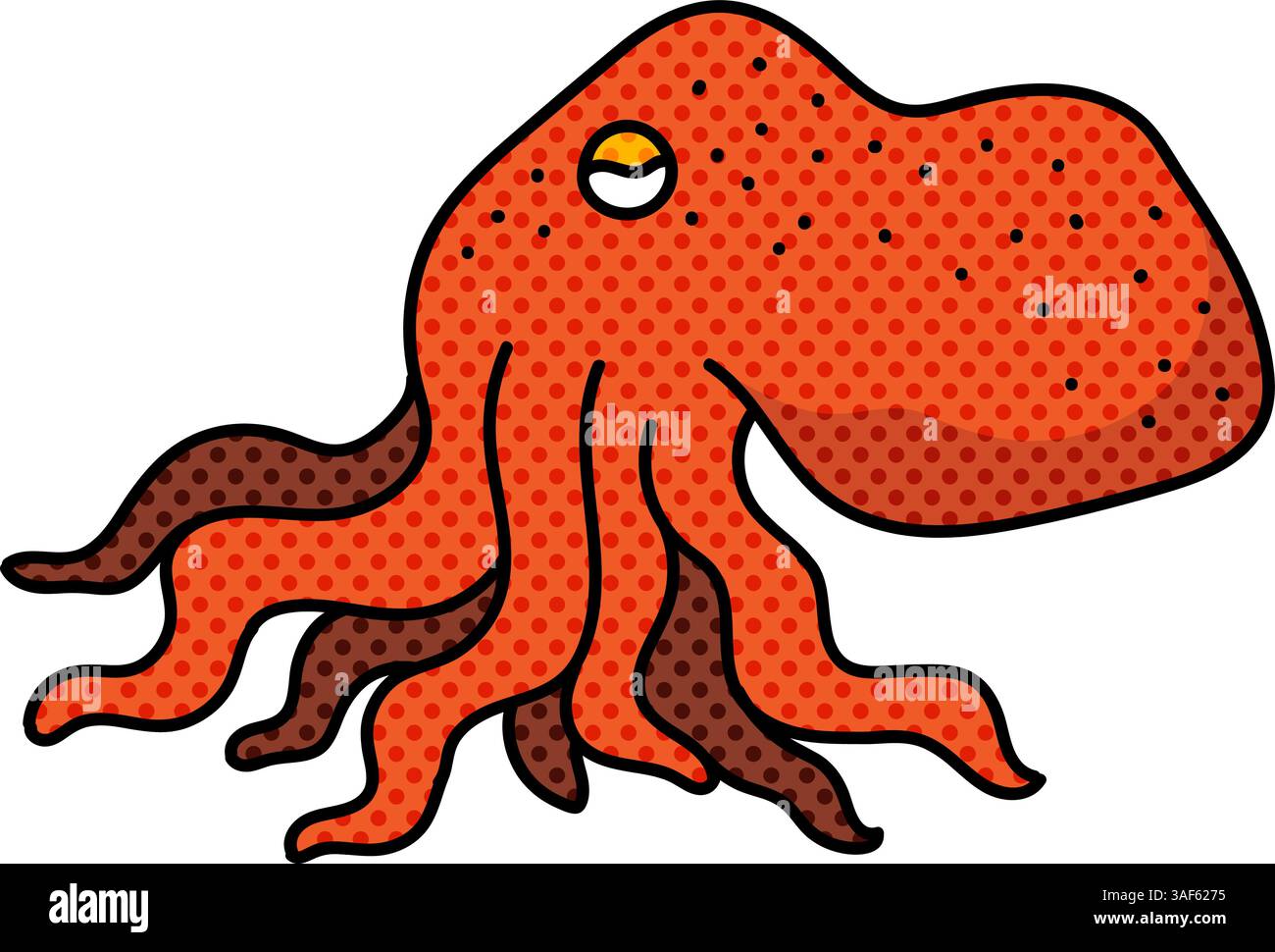 octopus halftone hand drawn color vector illustration Stock Vector ...