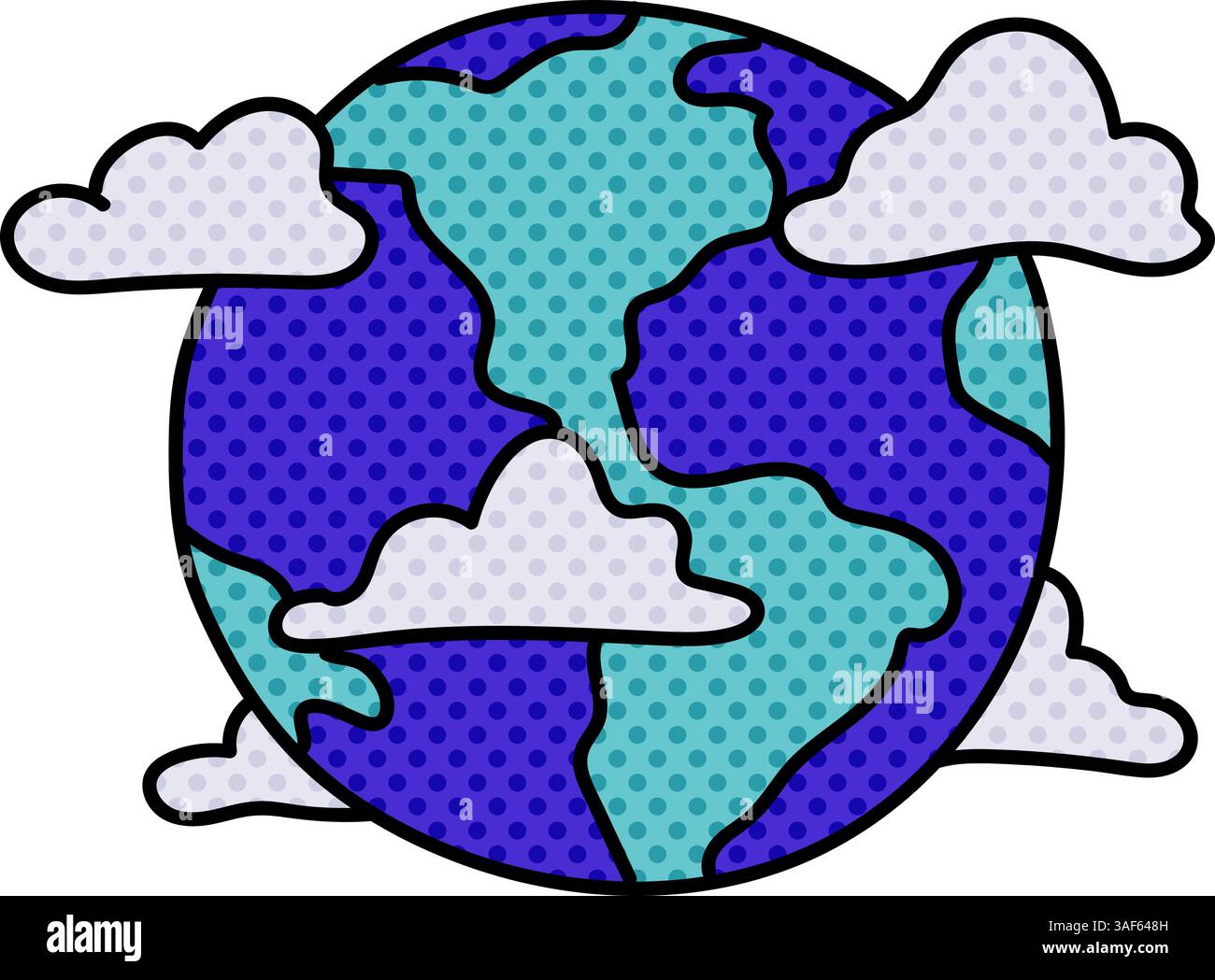 earth globe halftone hand drawn color vector illustration Stock Vector ...