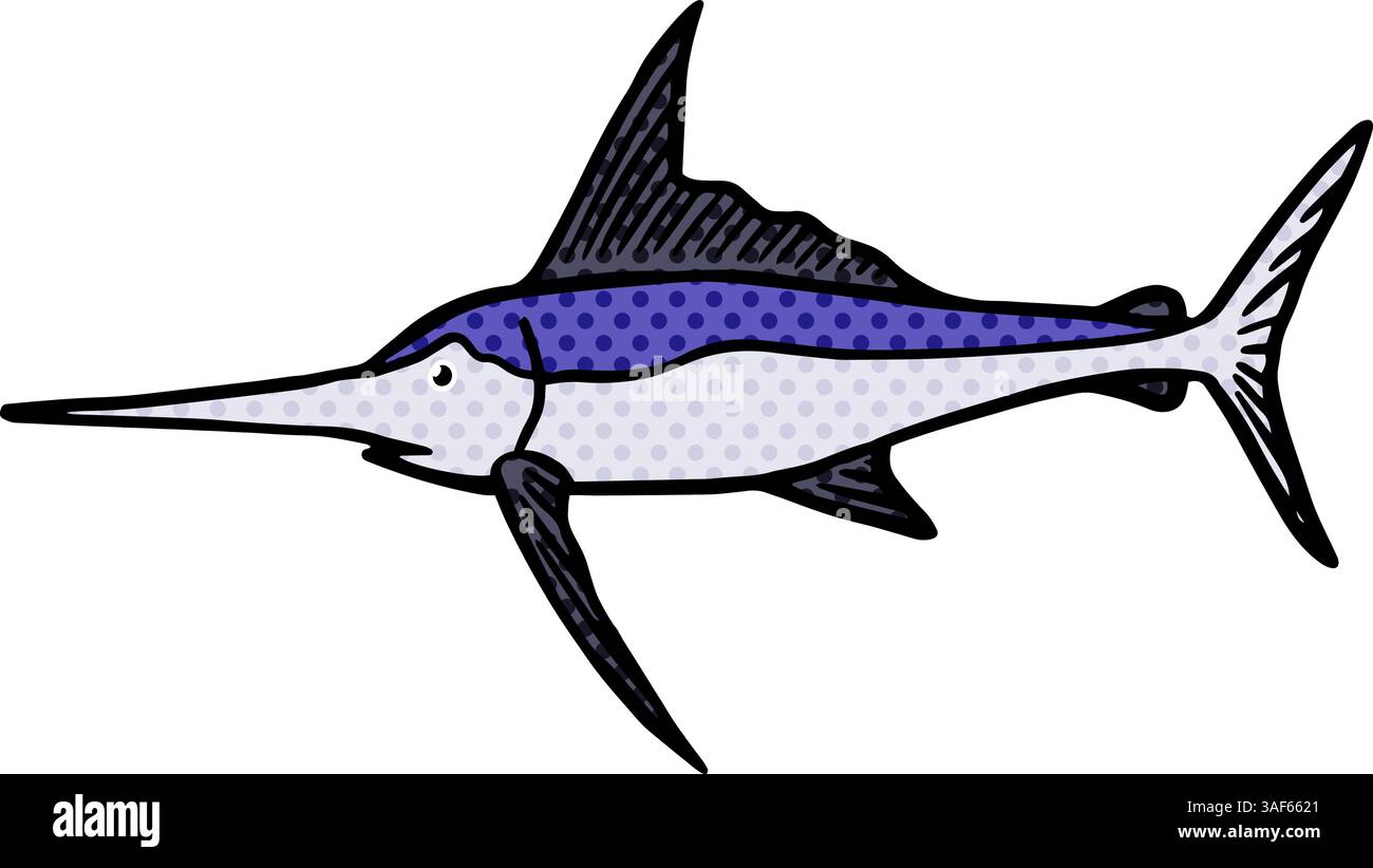 sailfish icon hand drawn halftone color vector illustration Stock ...