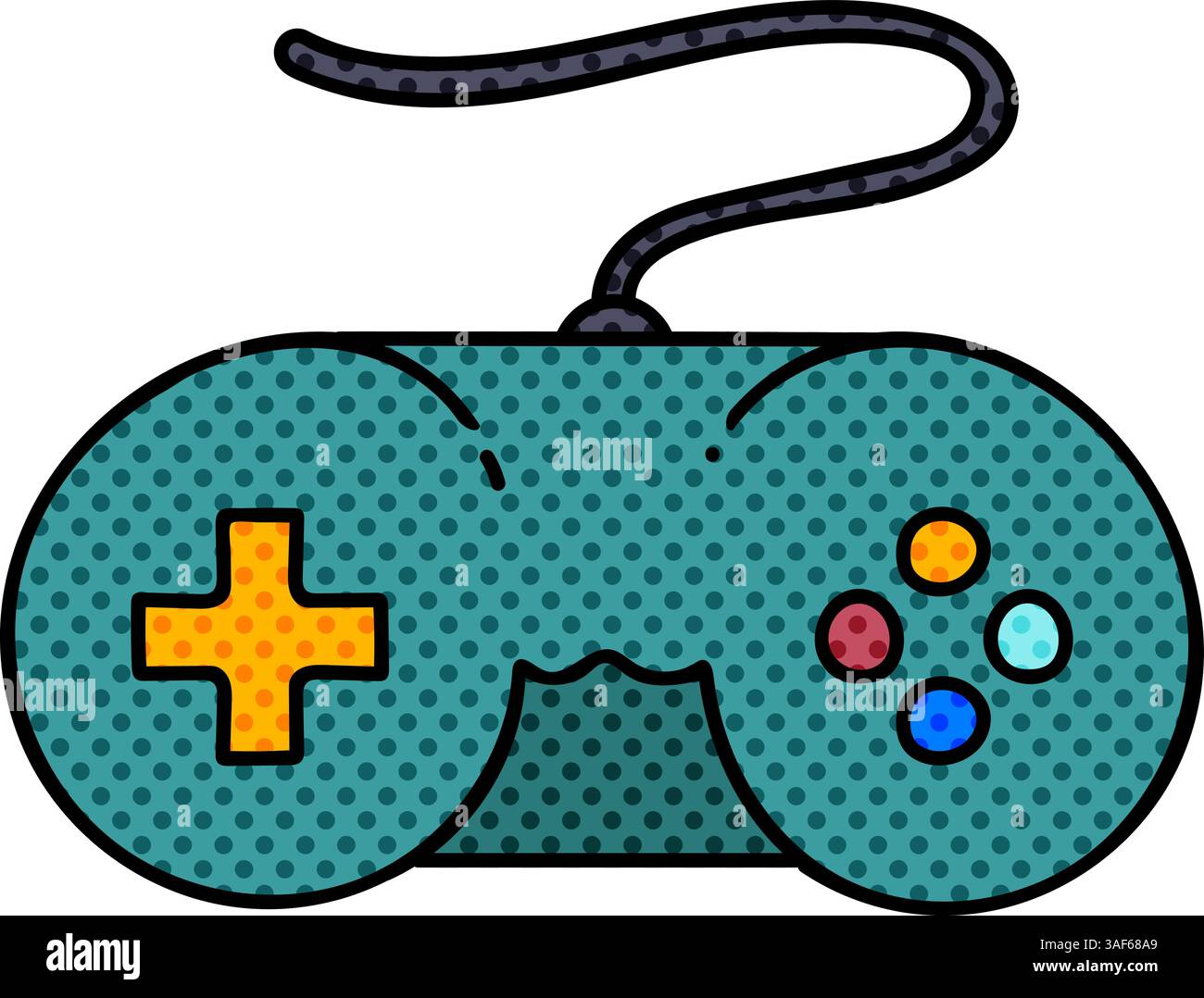 game controller halftone hand drawn color vector illustration Stock ...