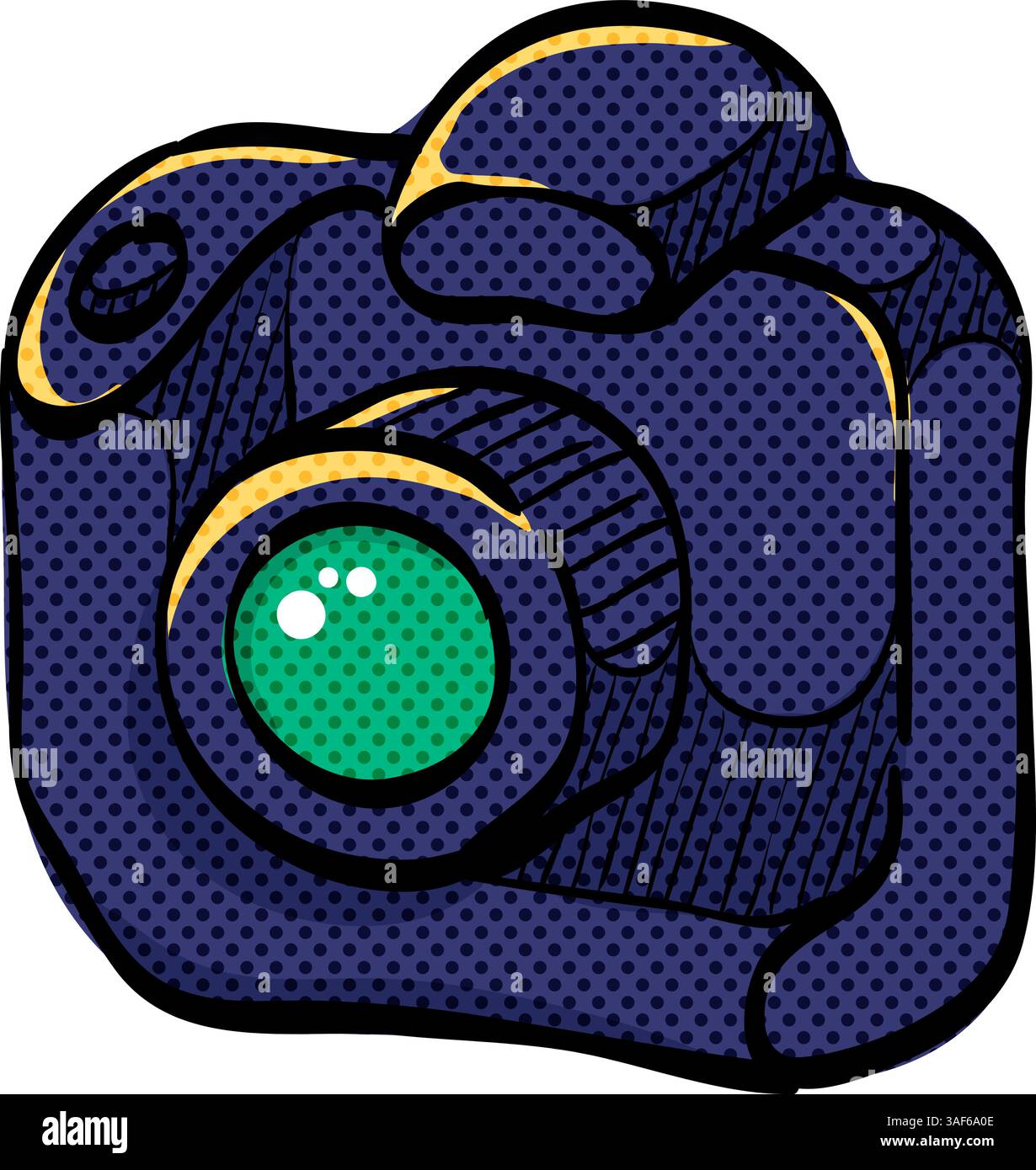 Camera halftone icon hand drawn color vector illustration Stock Vector ...