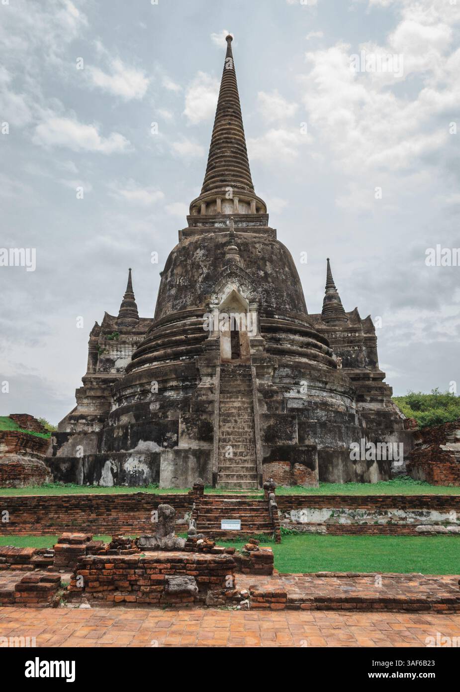Stone temple ruin building pagoda complex of Wat Phra Si Sanphet ...
