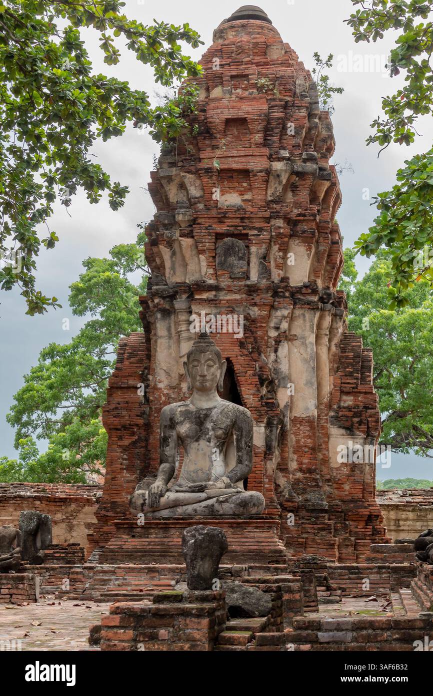 Red brick and stone temple ruin building pagoda complex and buddhist ...