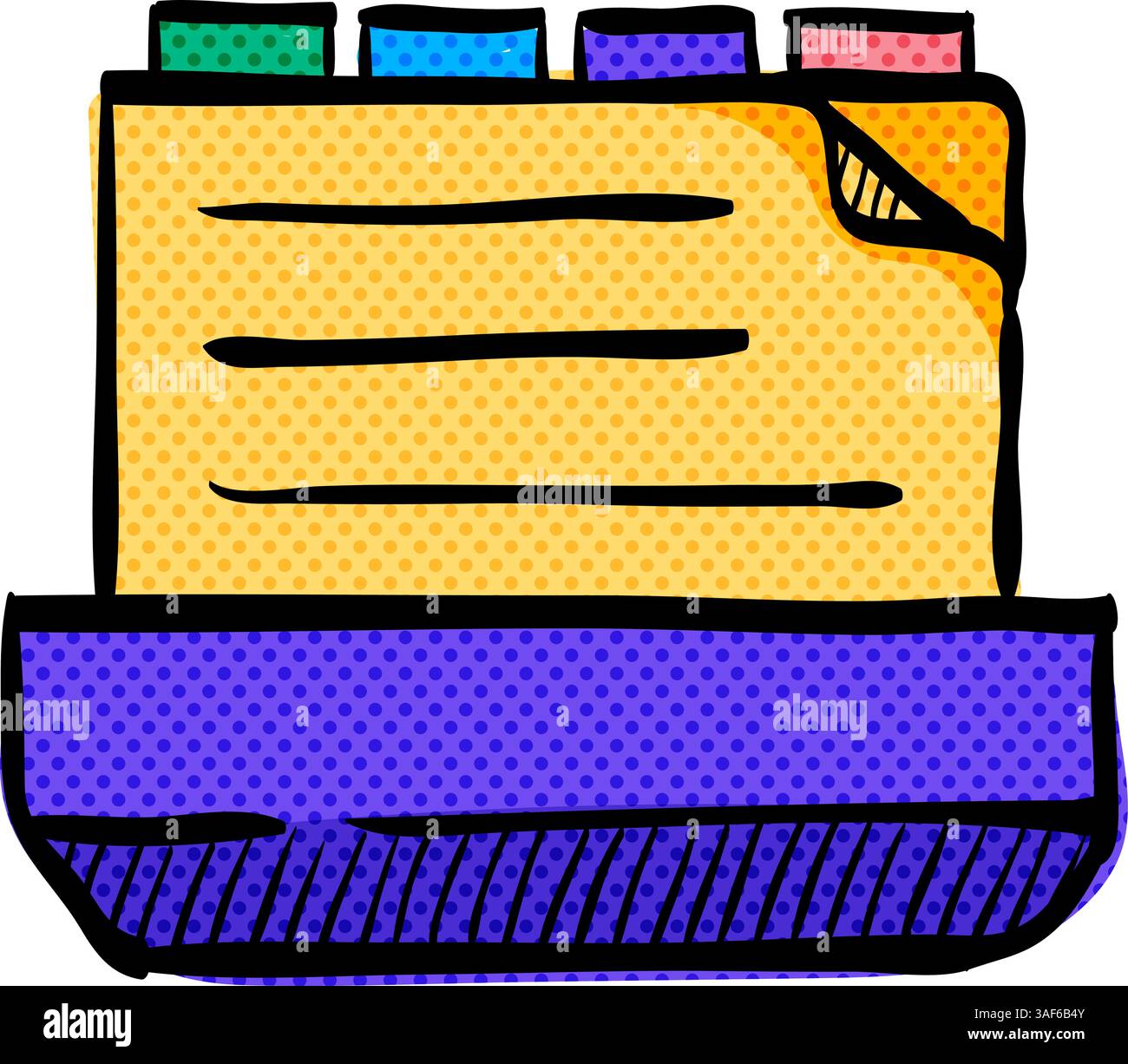 Document storage halftone icon hand drawn color vector illustration ...