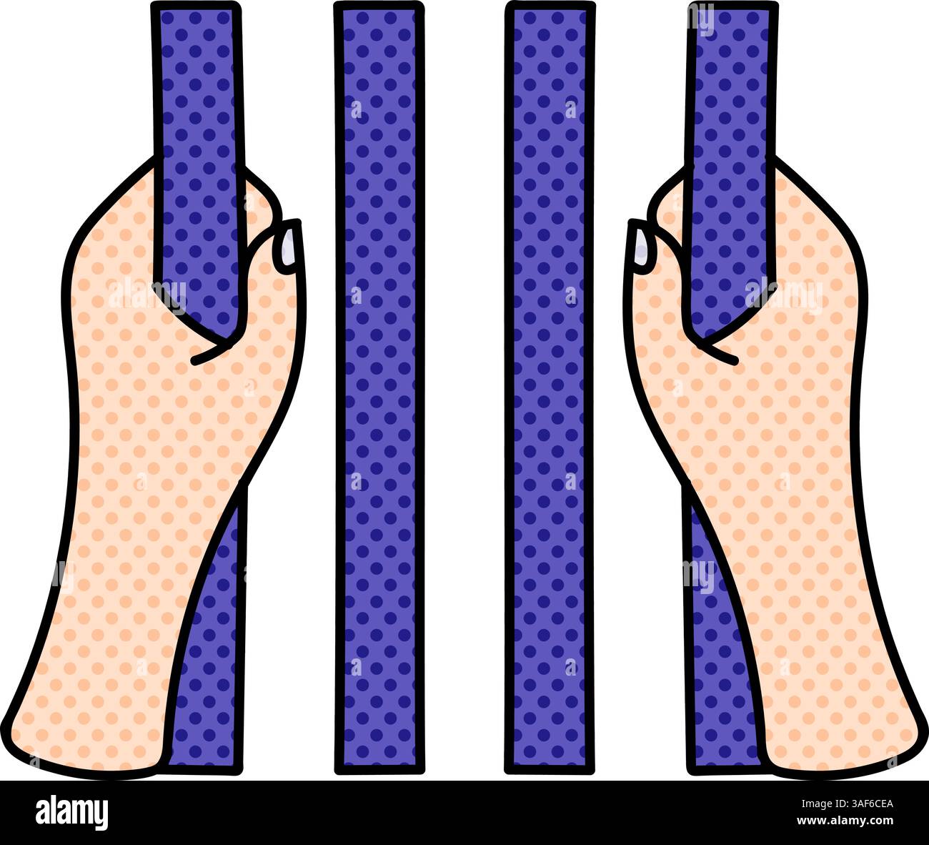 jail bars halftone hand drawn color vector illustration Stock Vector ...