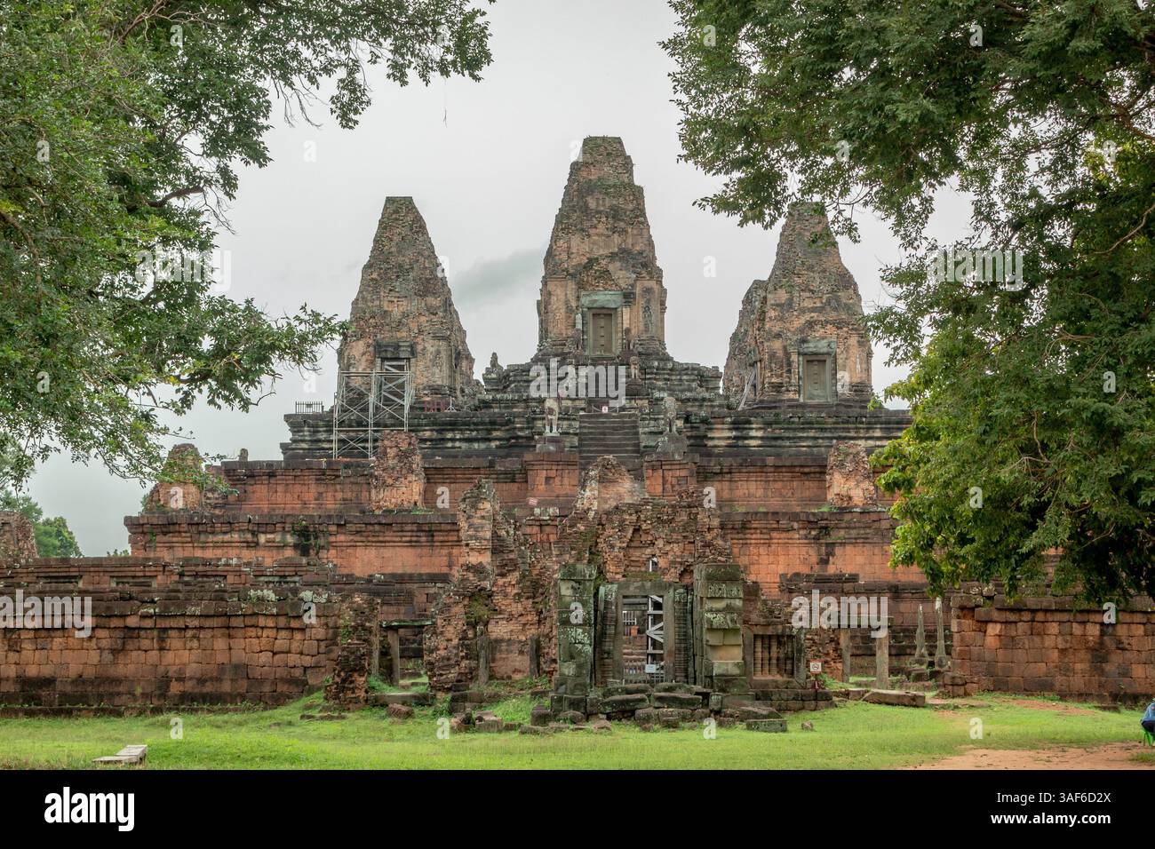 Building stone exterior of the Pre Rup Temple complex in the green ...