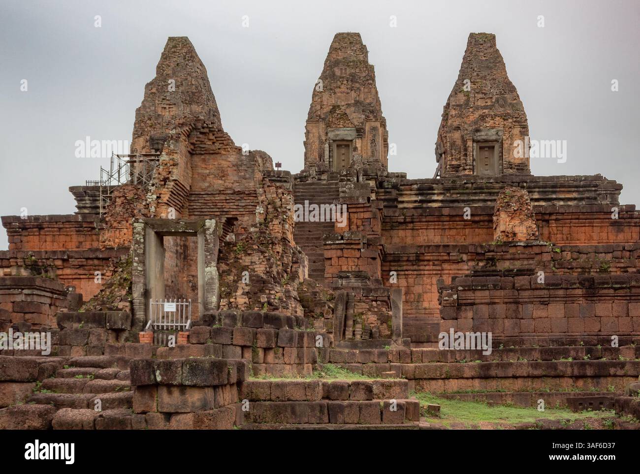 Building stone exterior of the Pre Rup Temple complex in the green ...