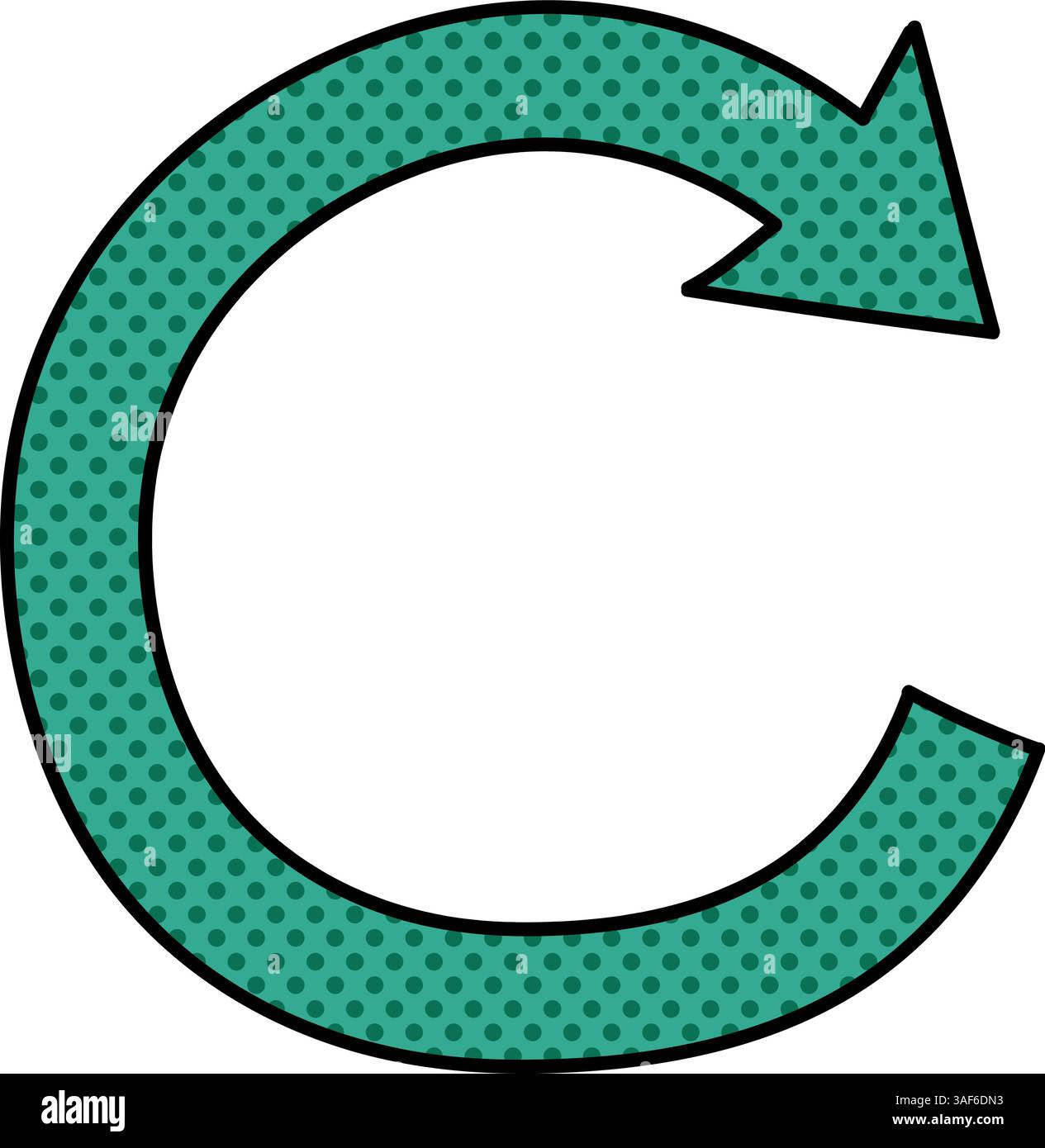 clockwise rotating arrow halftone hand drawn color vector illustration ...