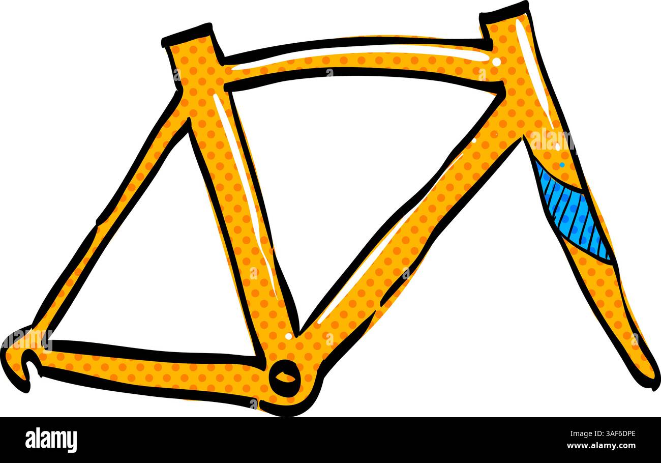 Bicycle frame halftone icon hand drawn color vector illustration Stock ...