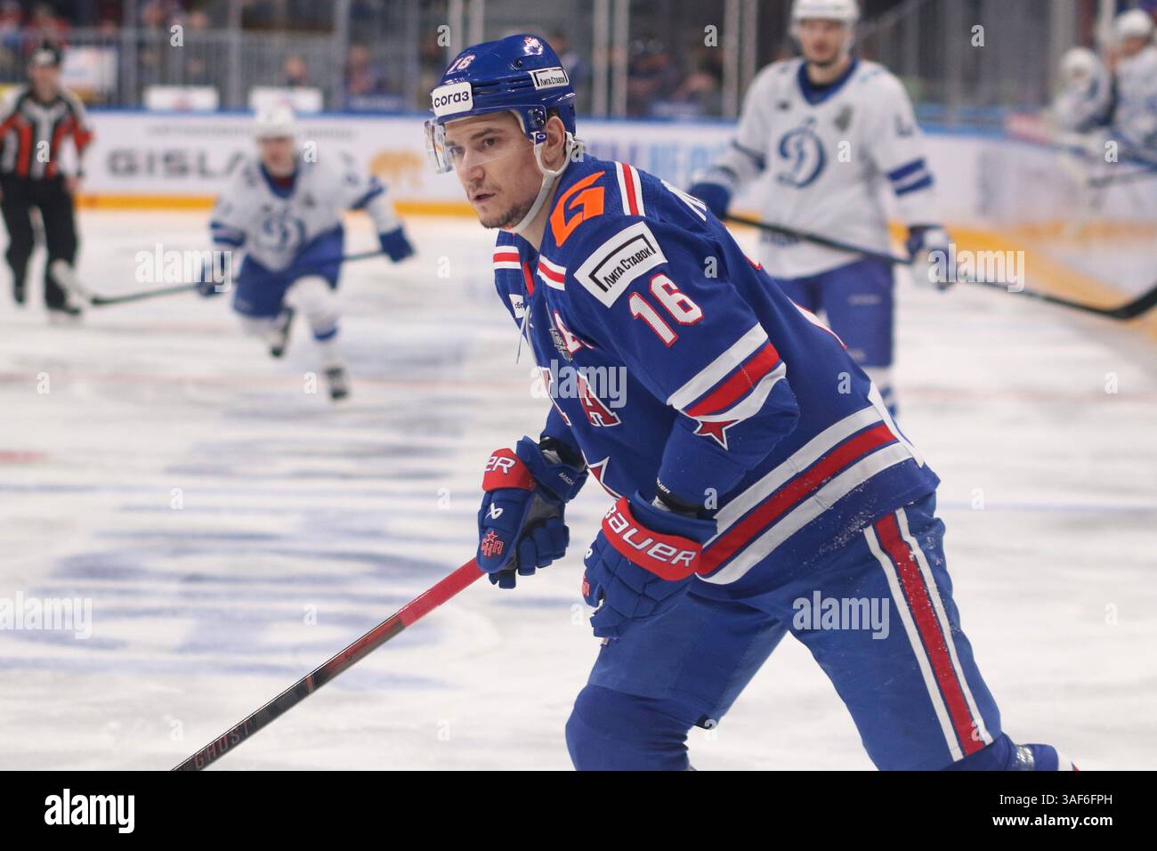 Saint Petersburg, Russia. 06th Apr, 2025. Sergei Plotnikov (16) of SKA Hockey Club seen in ...