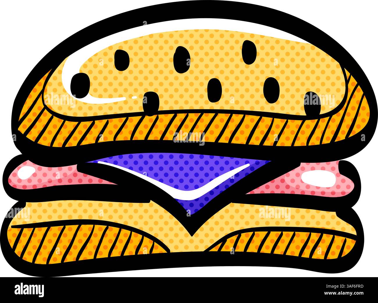 Burger halftone icon hand drawn color vector illustration Stock Vector ...