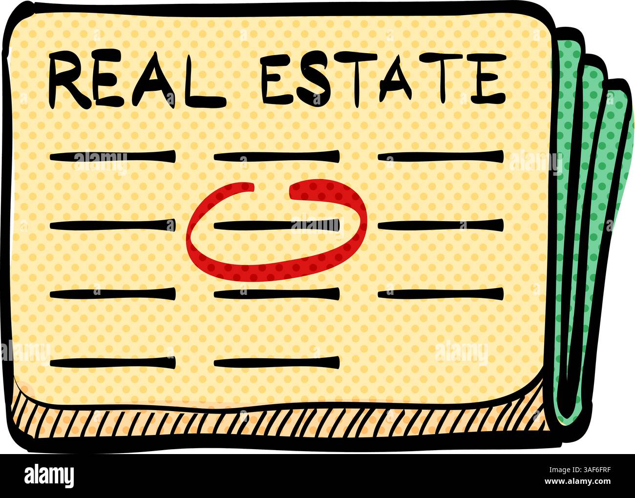 Newspaper ads halftone icon hand drawn color vector illustration Stock ...