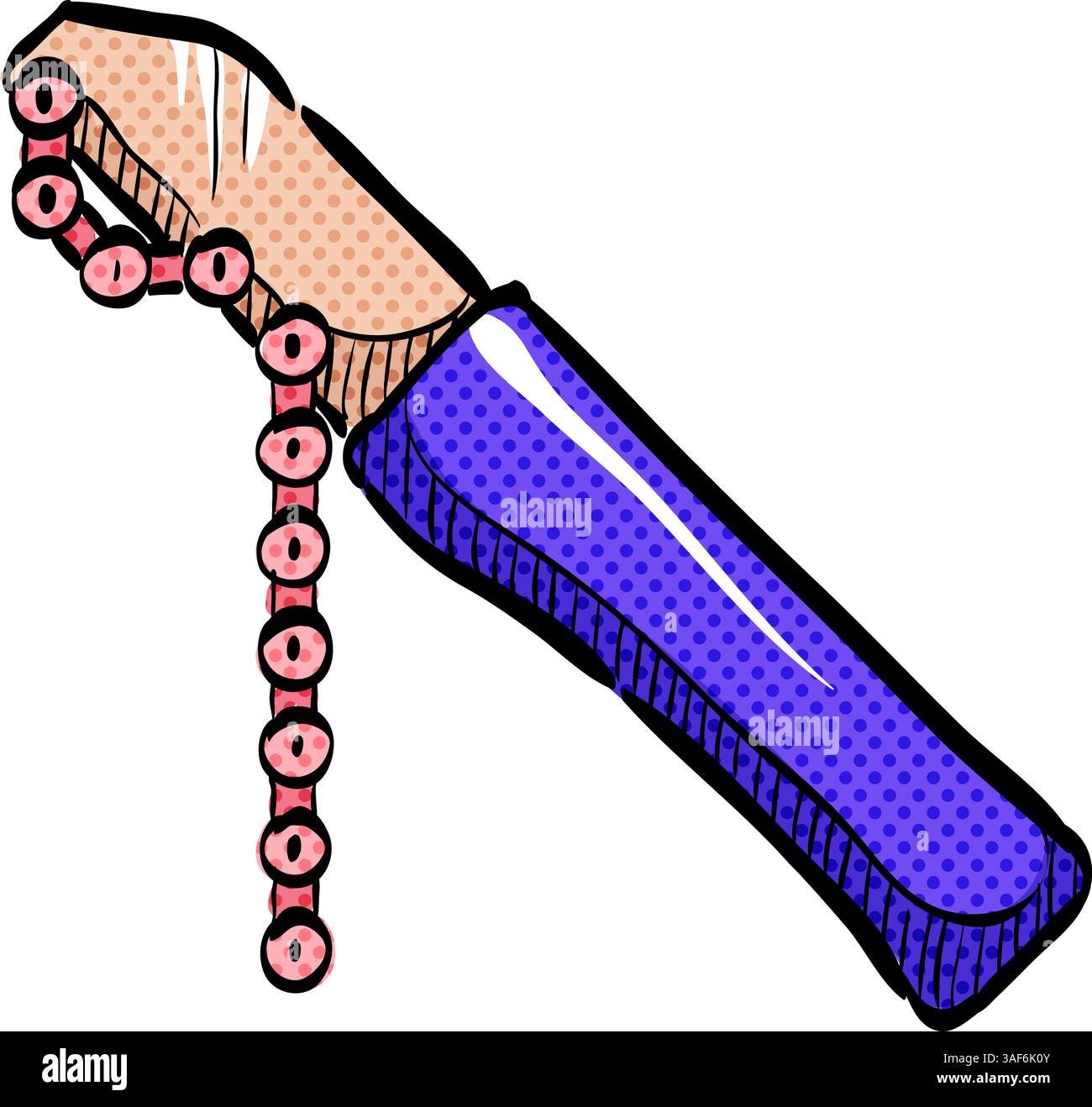 Chain whip halftone icon hand drawn color vector illustration Stock ...