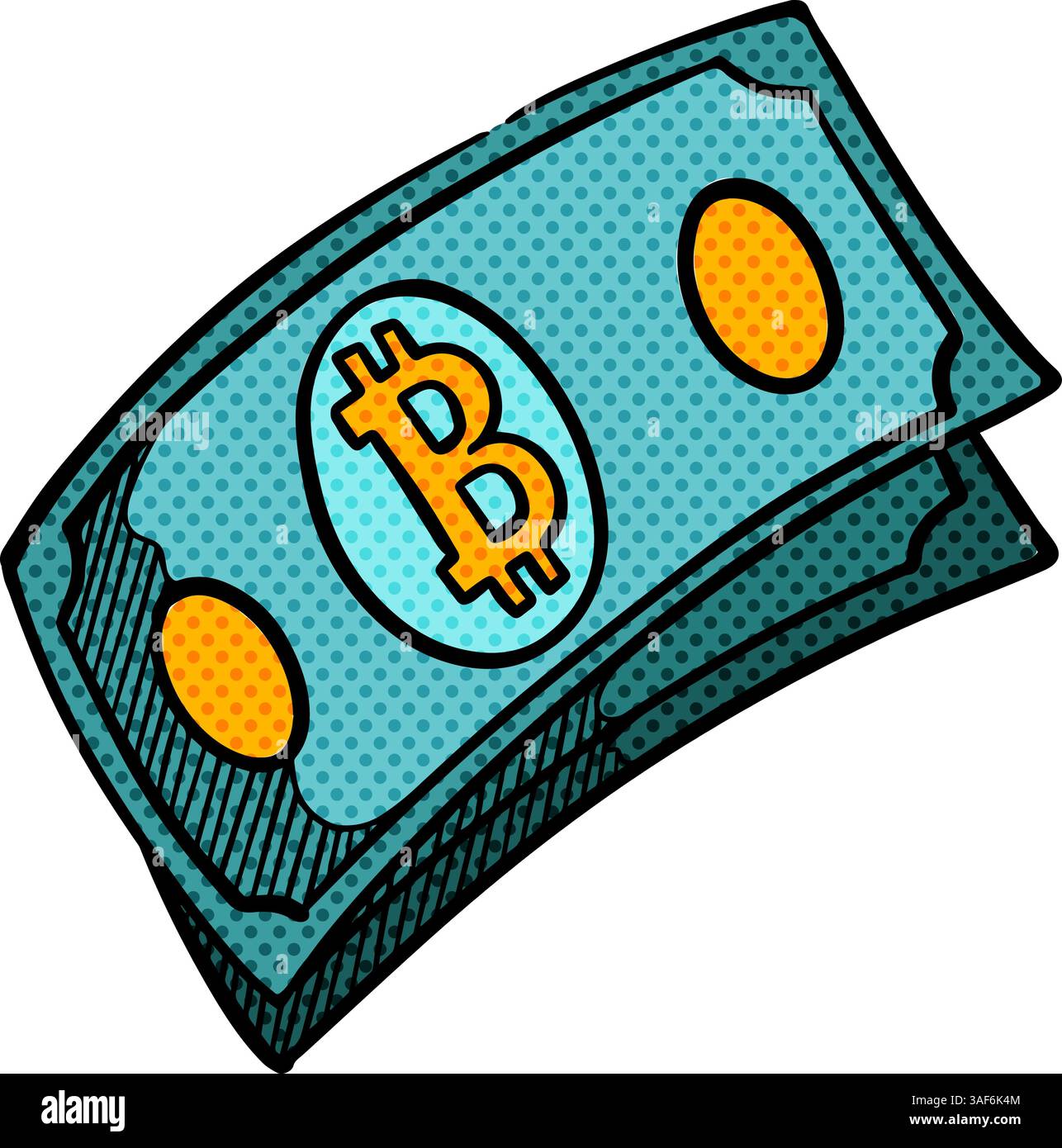 bitcoin cryptocurrency money hand drawn halftone color vector ...