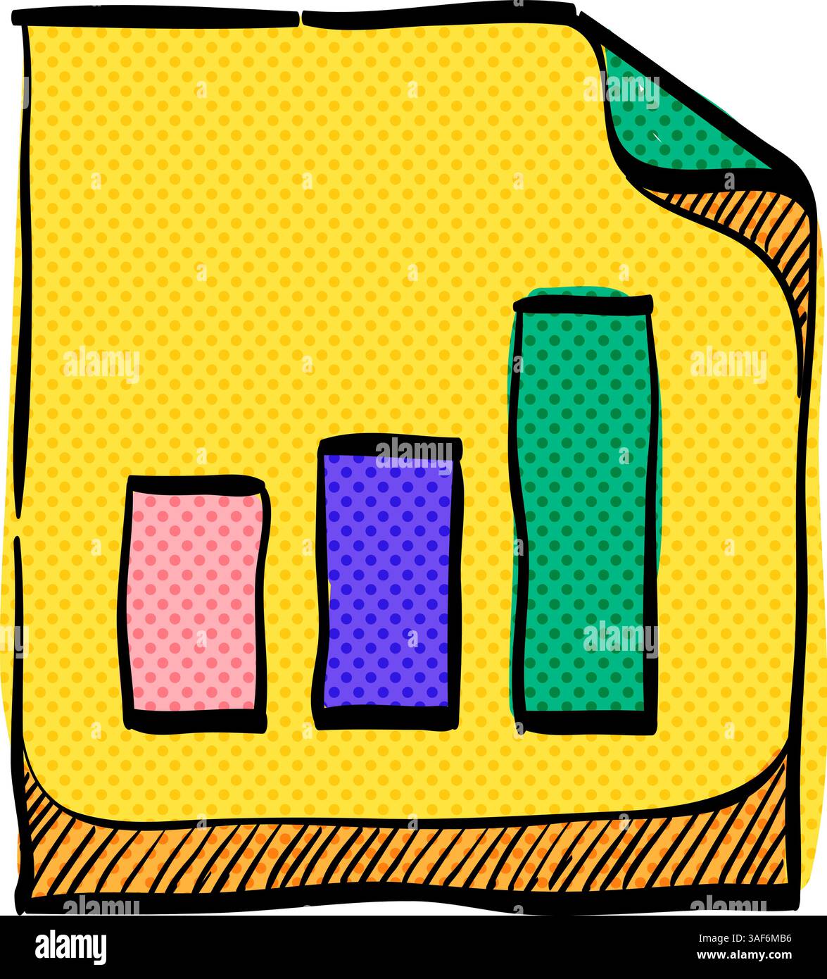 Bar chart halftone icon hand drawn color vector illustration Stock ...