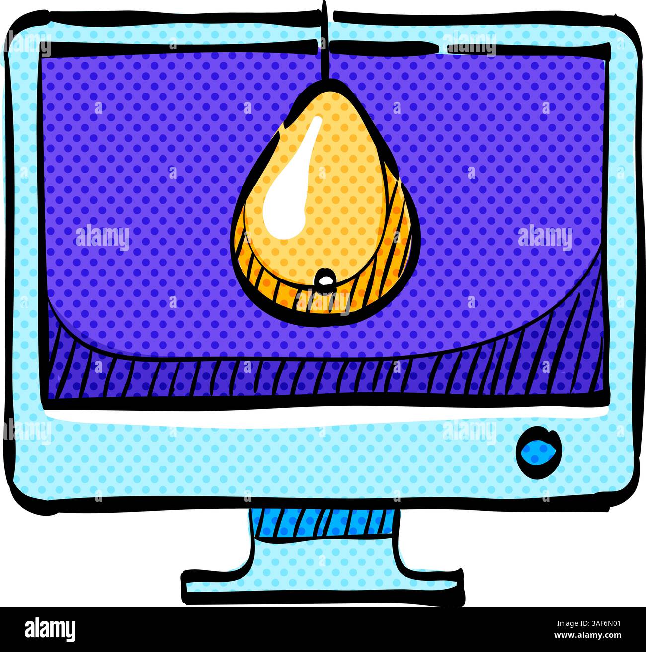 Monitor calibration halftone icon hand drawn color vector illustration ...