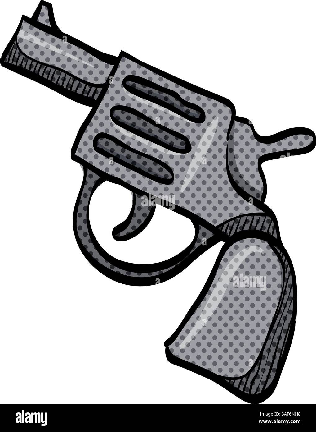 Revolver gun halftone icon hand drawn color vector illustration Stock ...