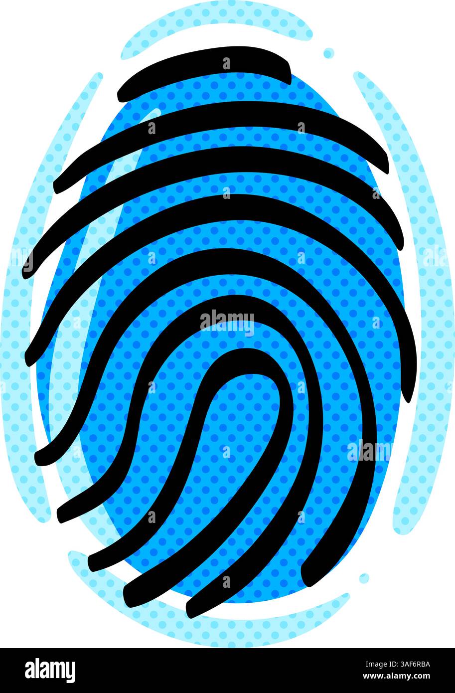 Fingerprint halftone icon hand drawn color vector illustration Stock ...