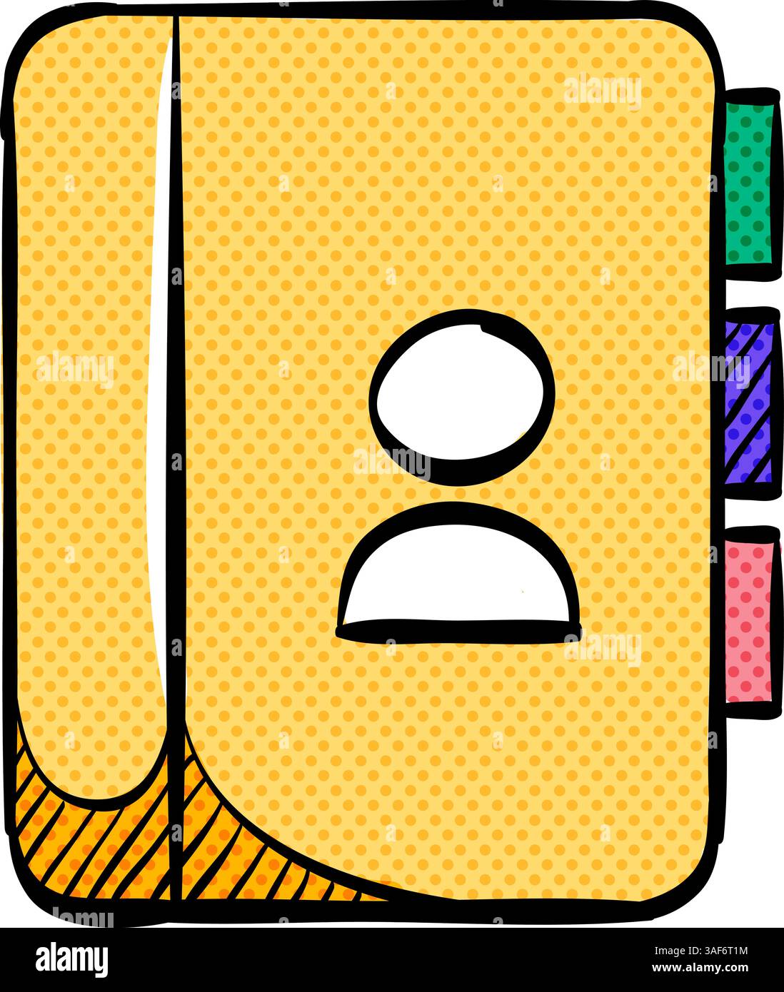 Address book halftone icon hand drawn color vector illustration Stock ...