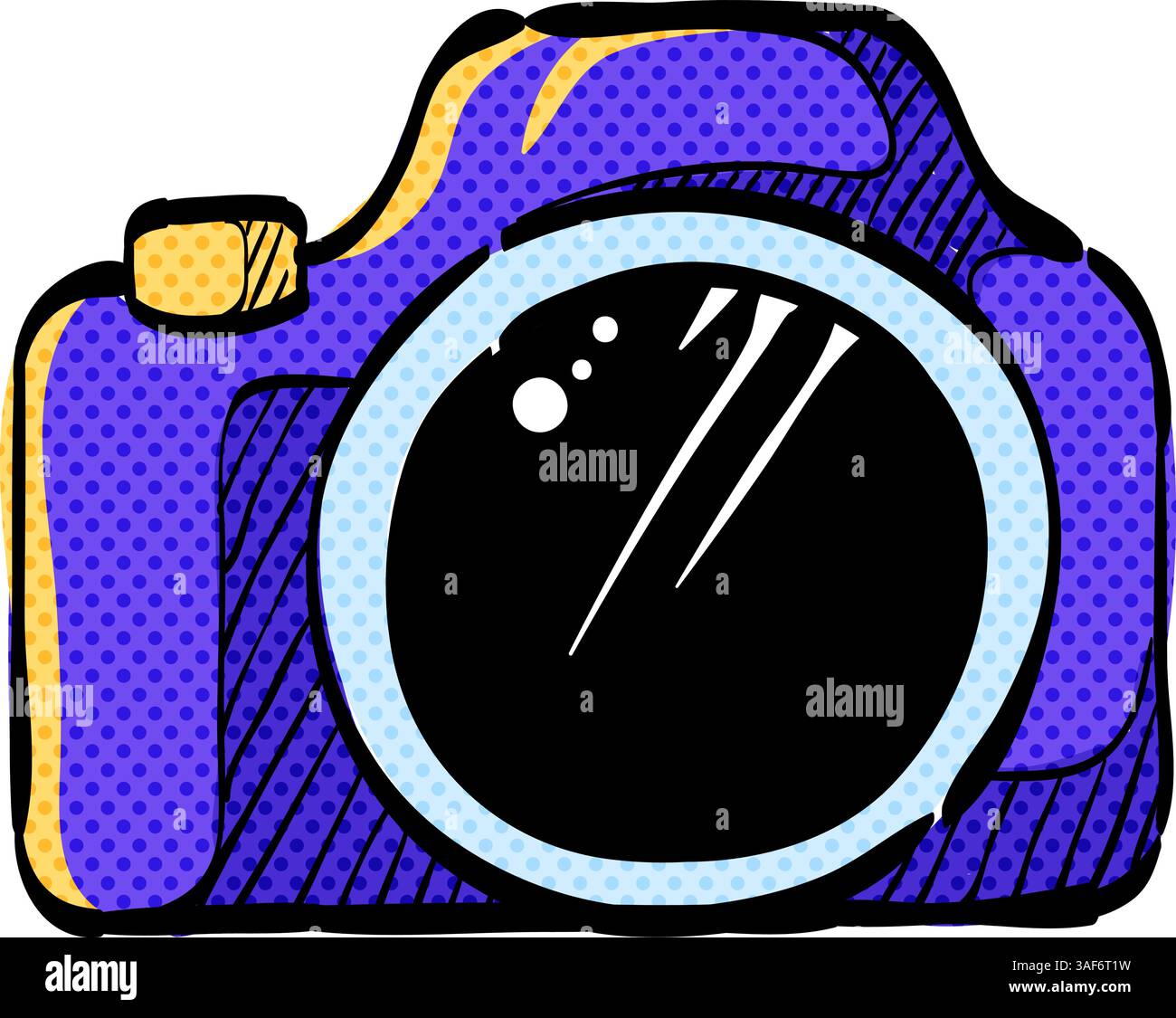 Camera halftone icon hand drawn color vector illustration Stock Vector ...