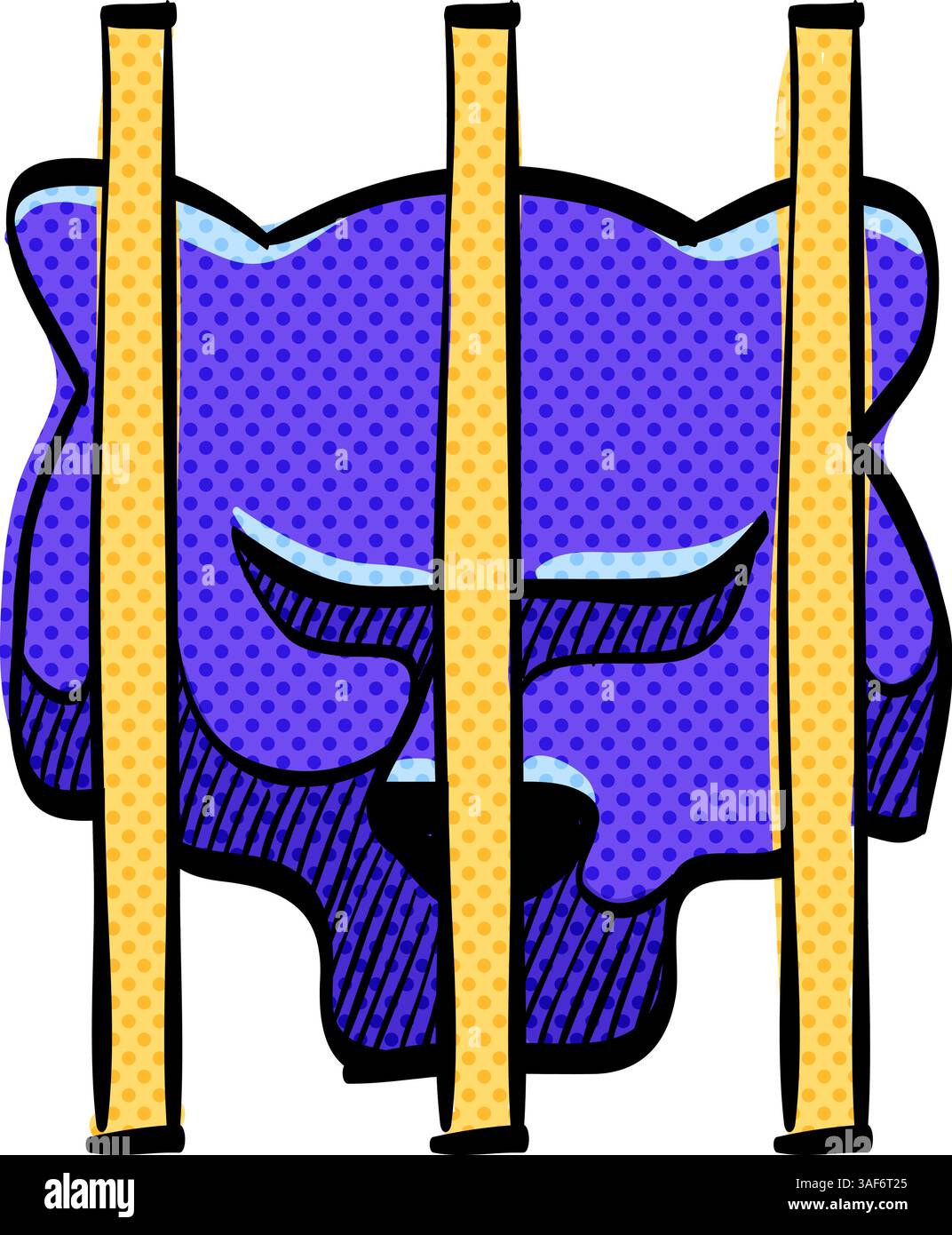 Caged animal halftone icon hand drawn color vector illustration Stock ...
