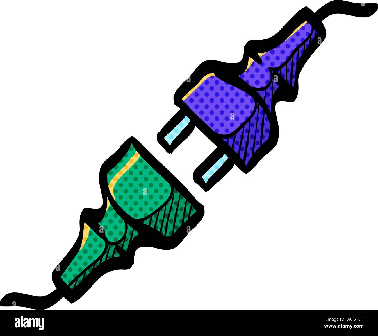 Electric plug halftone icon hand drawn color vector illustration Stock ...