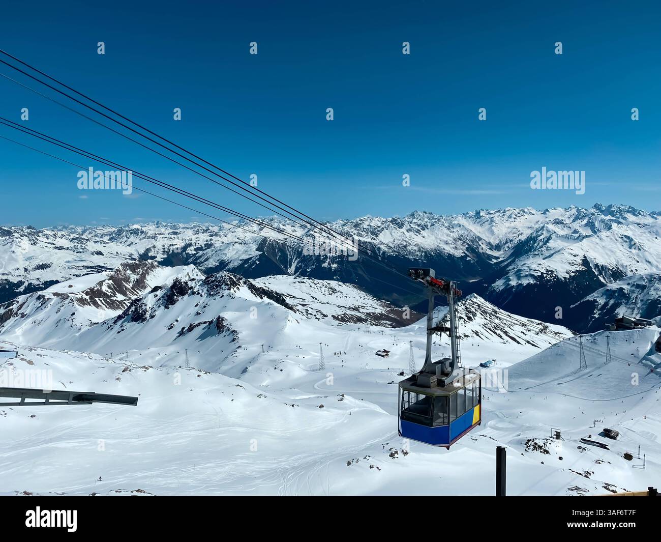 Switzerland, Plessur Alps with snow, ski lift. Switzerland, Plessur ...