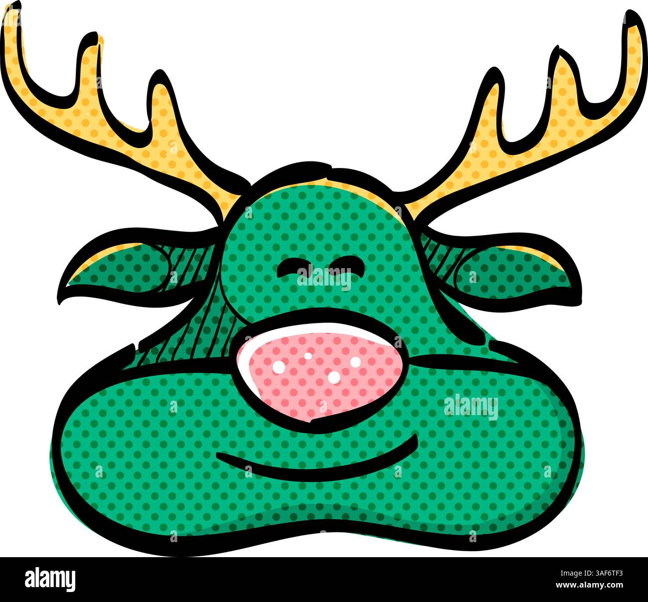 Rudolph the moose halftone icon hand drawn color vector illustration ...