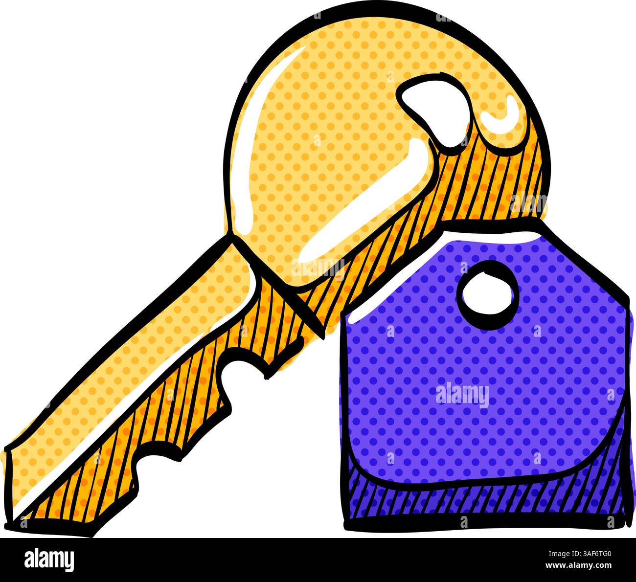 Key halftone icon hand drawn color vector illustration Stock Vector ...