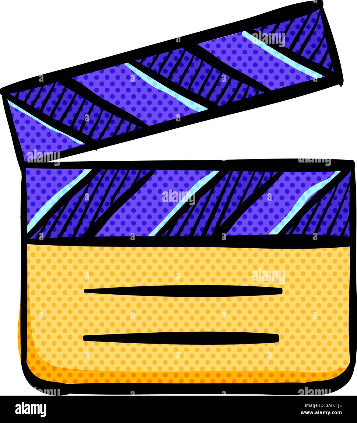 Cinema film halftone icon hand drawn color vector illustration Stock ...