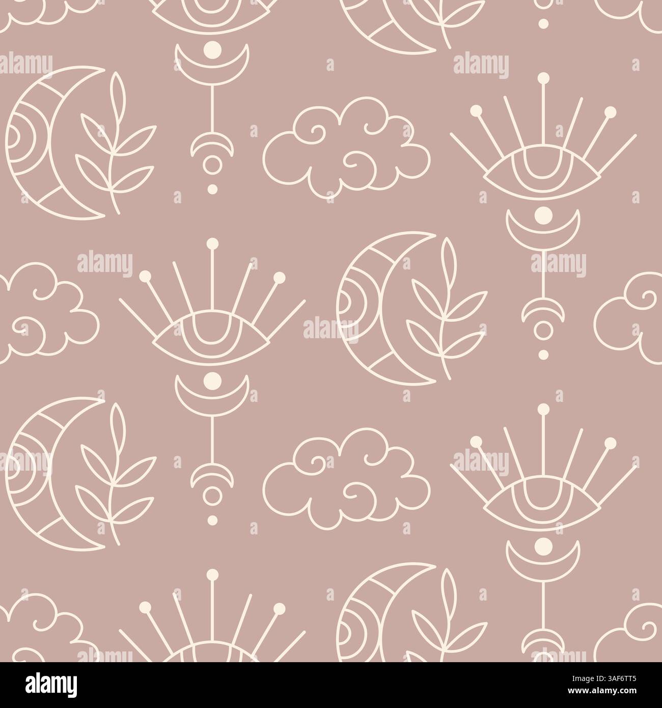 Celestial Moon Sacred Geometry Seamless pattern Stock Vector Image ...