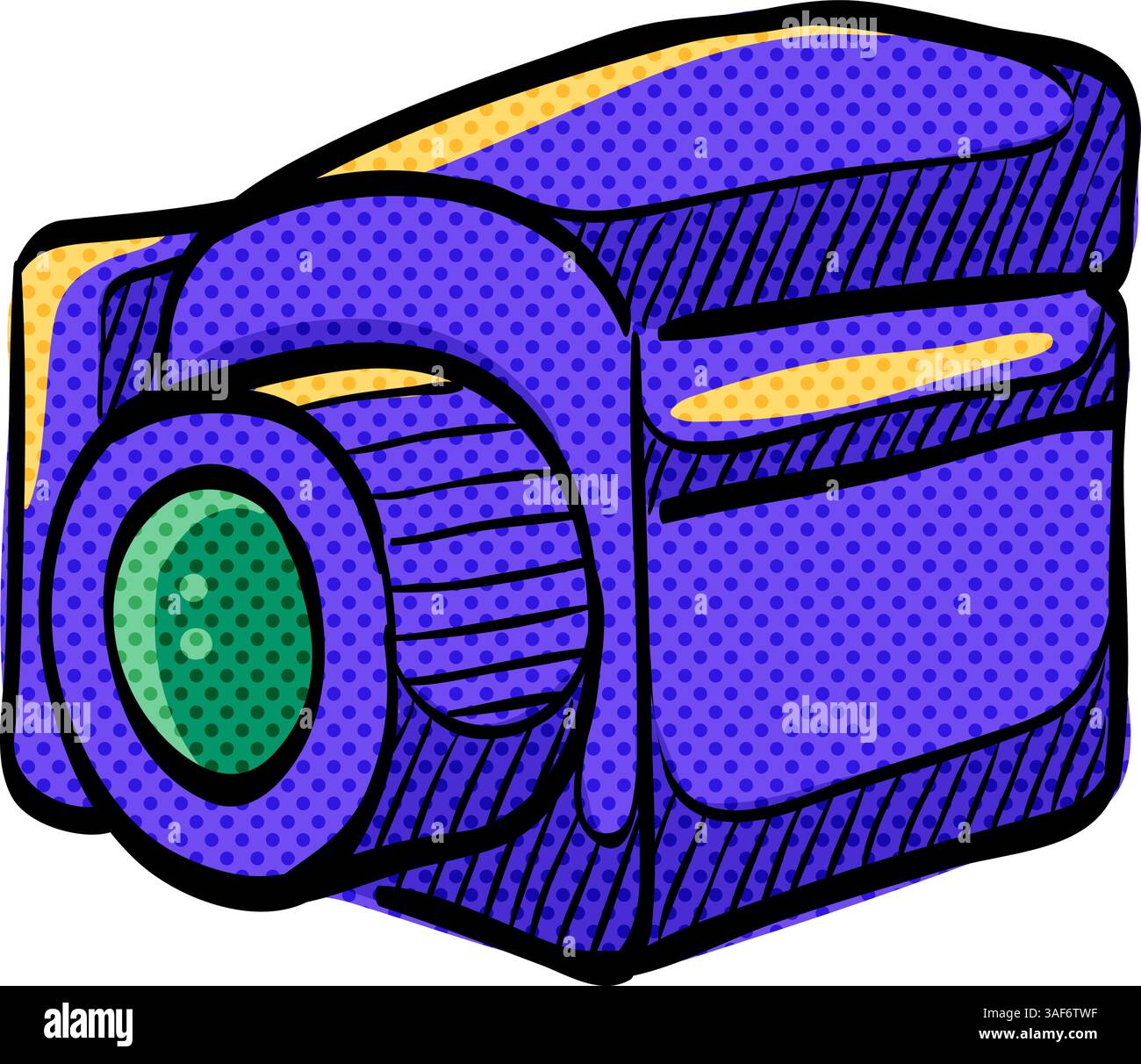 Camera halftone icon hand drawn color vector illustration Stock Vector ...