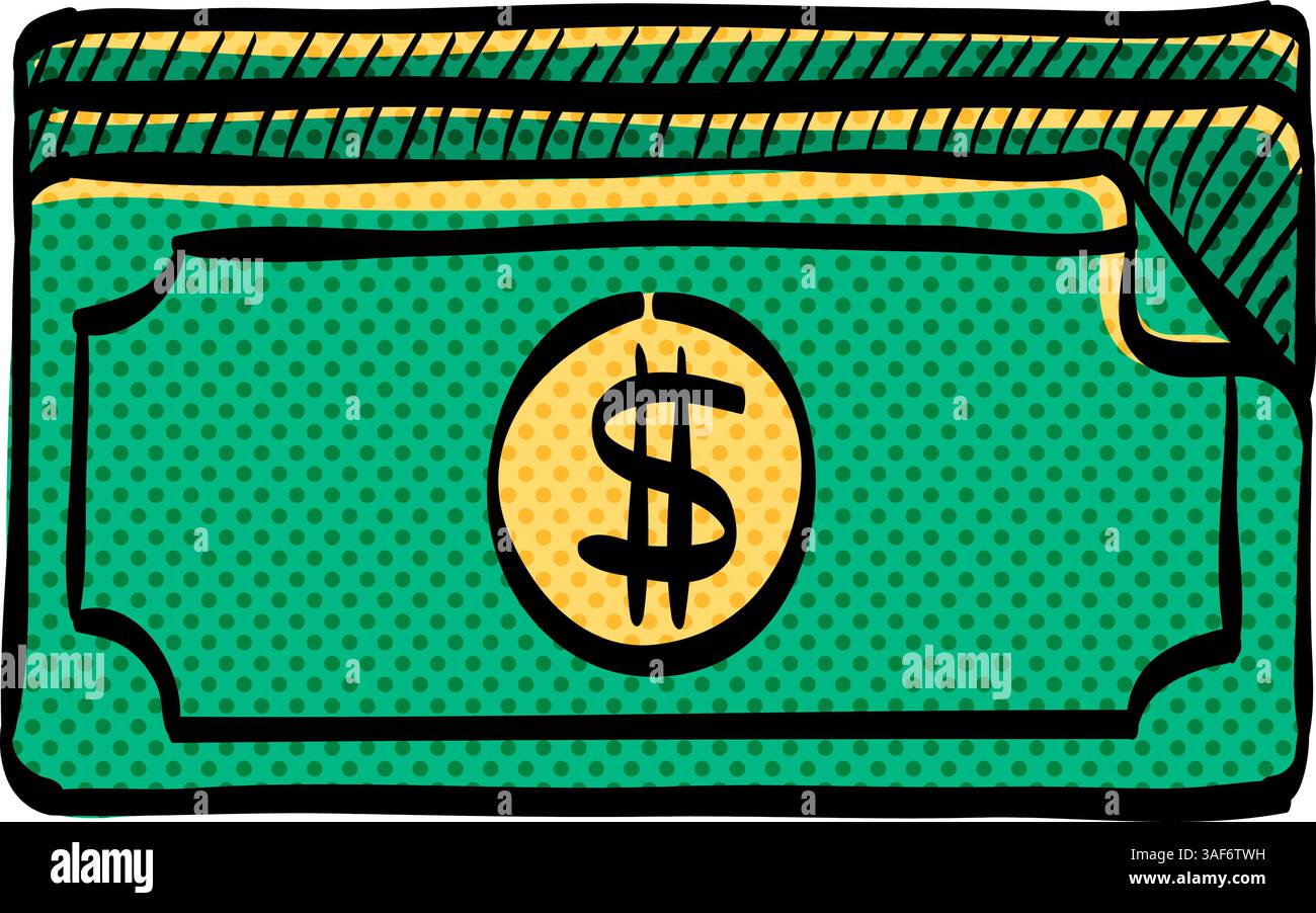 Money halftone icon hand drawn color vector illustration Stock Vector ...