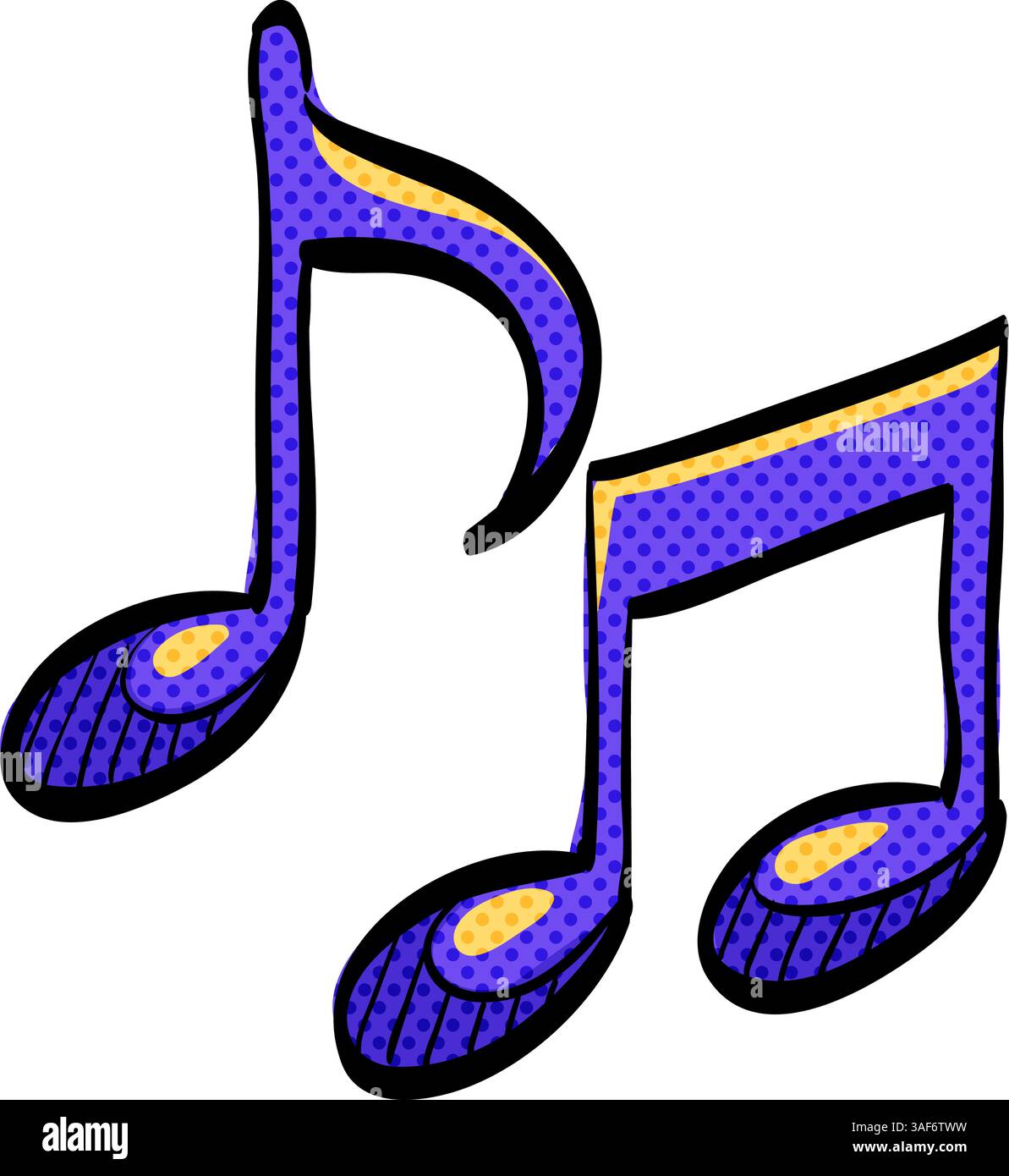 Music notes halftone icon hand drawn color vector illustration Stock ...